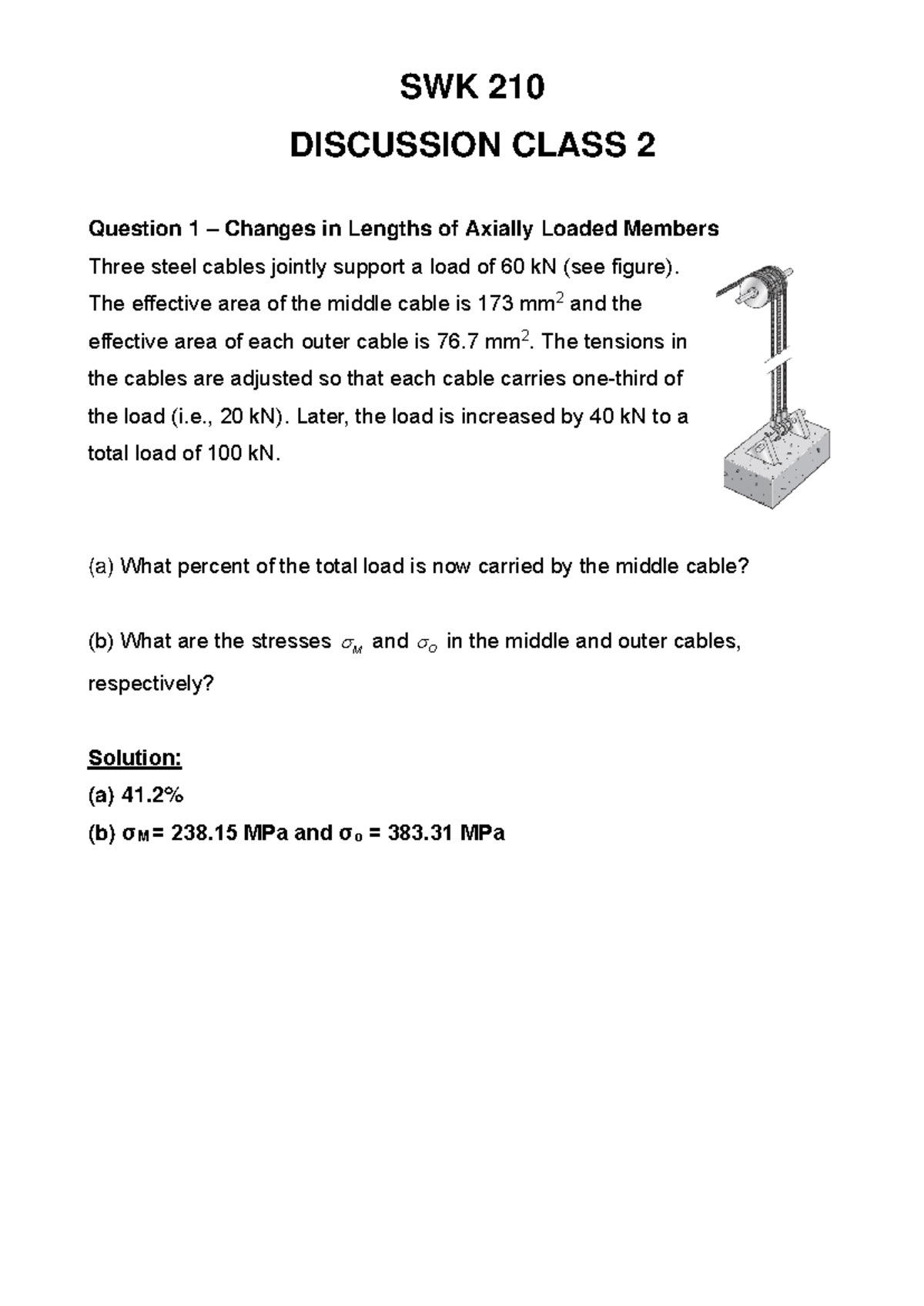 2024 - Tutorial questions Chapter 2 - SWK 210 DISCUSSION CLASS 2 Question 1 – Changes in Lengths ...