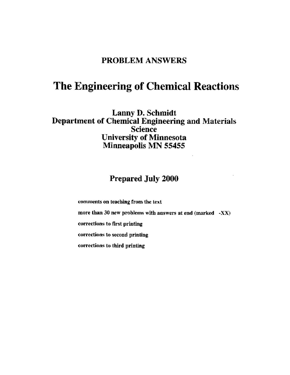 화학반응공학 schmidt solution (1) - Orgnic chemistry - Studocu