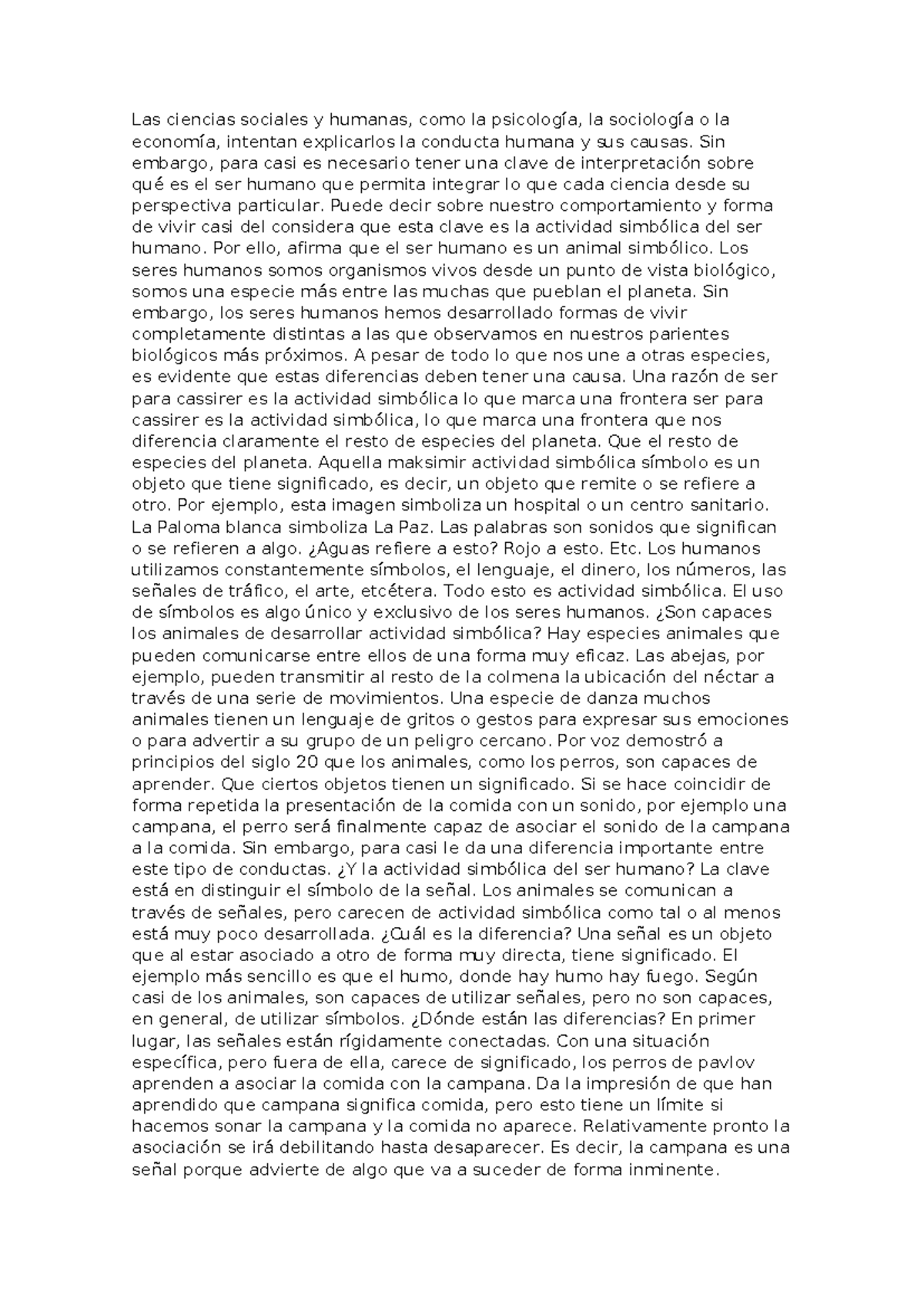 E Cassier Humano Animal Simbolico temario de examen - Las ciencias ...