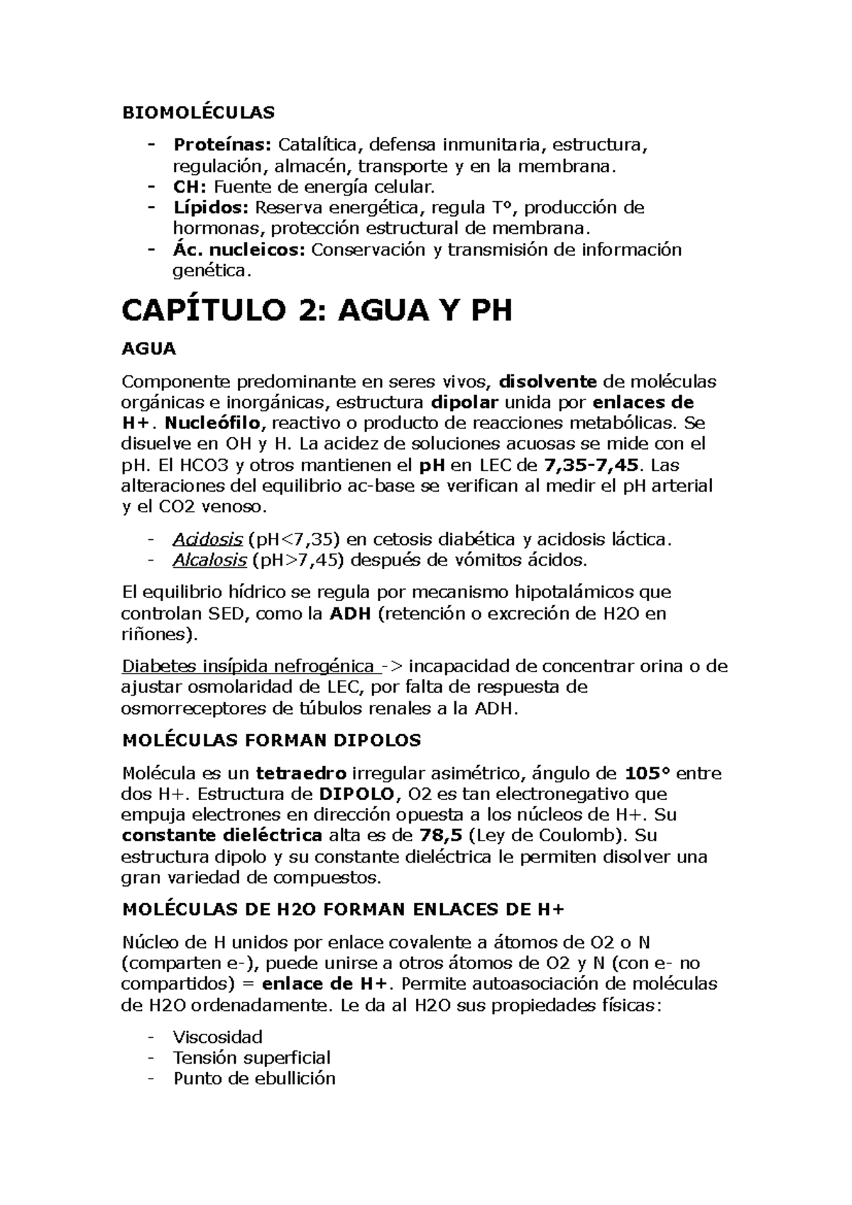1ER Parcial Bioquimica II - BIOMOLÉCULAS Proteínas: Catalítica, defensa ...
