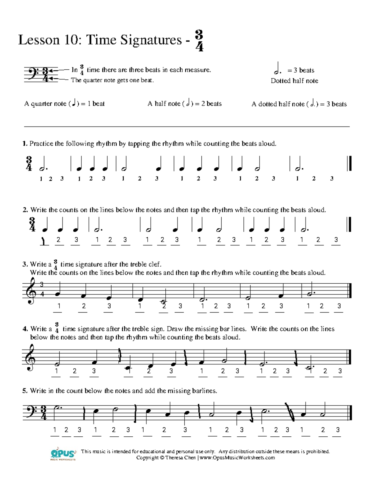 Kiara Thompson - Music-Theory-Worksheet-10-Time-Signature-34 - ? 4 3 4 ...