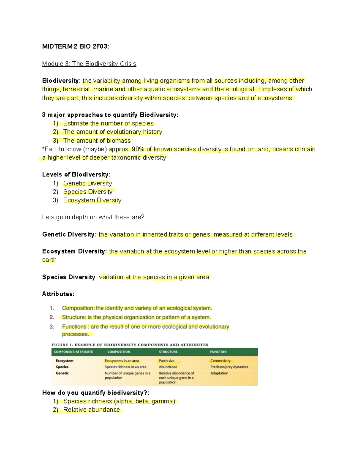 Midterm 2 BIO 2F03 - TEST 2 MATERIAL - MIDTERM 2 BIO 2 F 03 : Module 3 ...