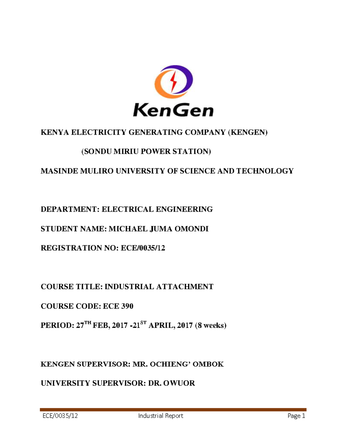 Attachment 1 Report - nanana - KENYA ELECTRICITY GENERATING COMPANY ...