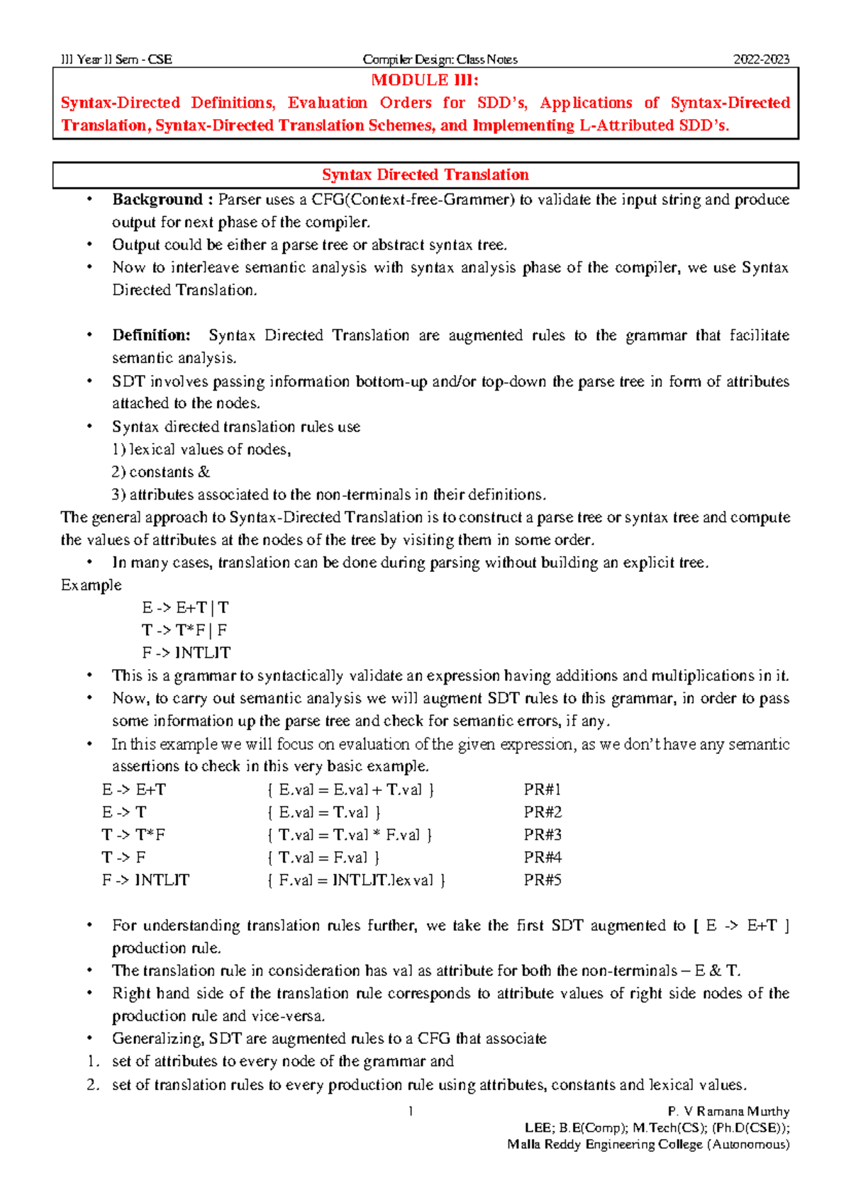 20230414151558-Compiler Design Module 3 Notes - 1 P. V Ramana Murthy ...