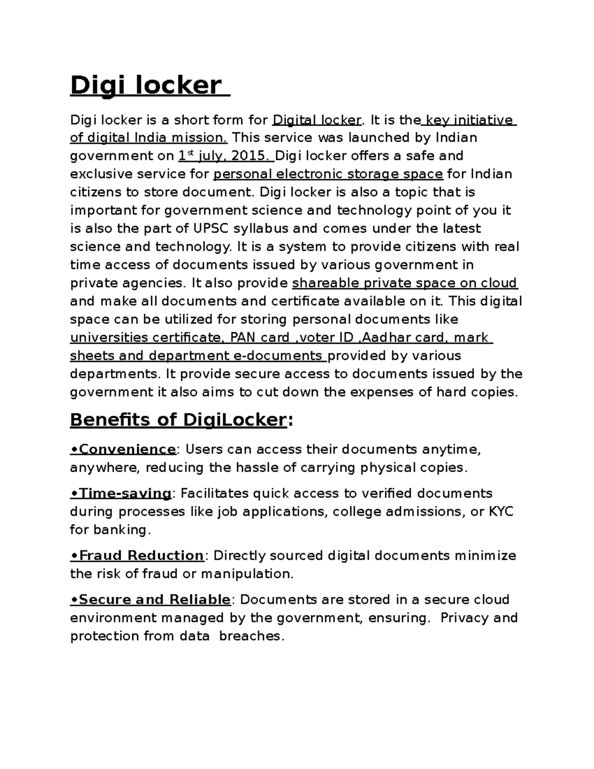 3 digi locker ️ - Digital Empowerment notes - Digi locker Digi locker ...