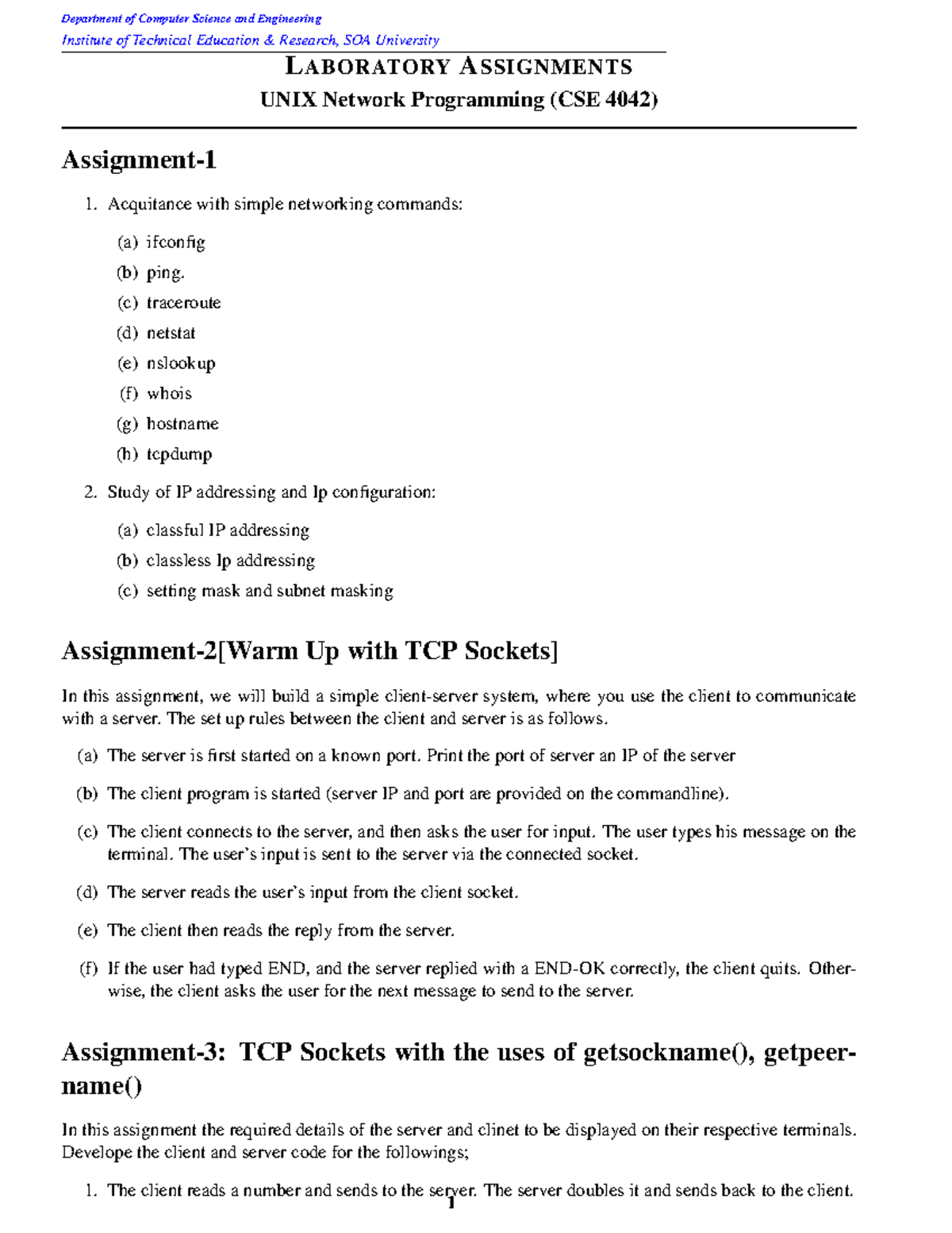 Lab-Assignment-1 - very important - Institute of Technical Education ...
