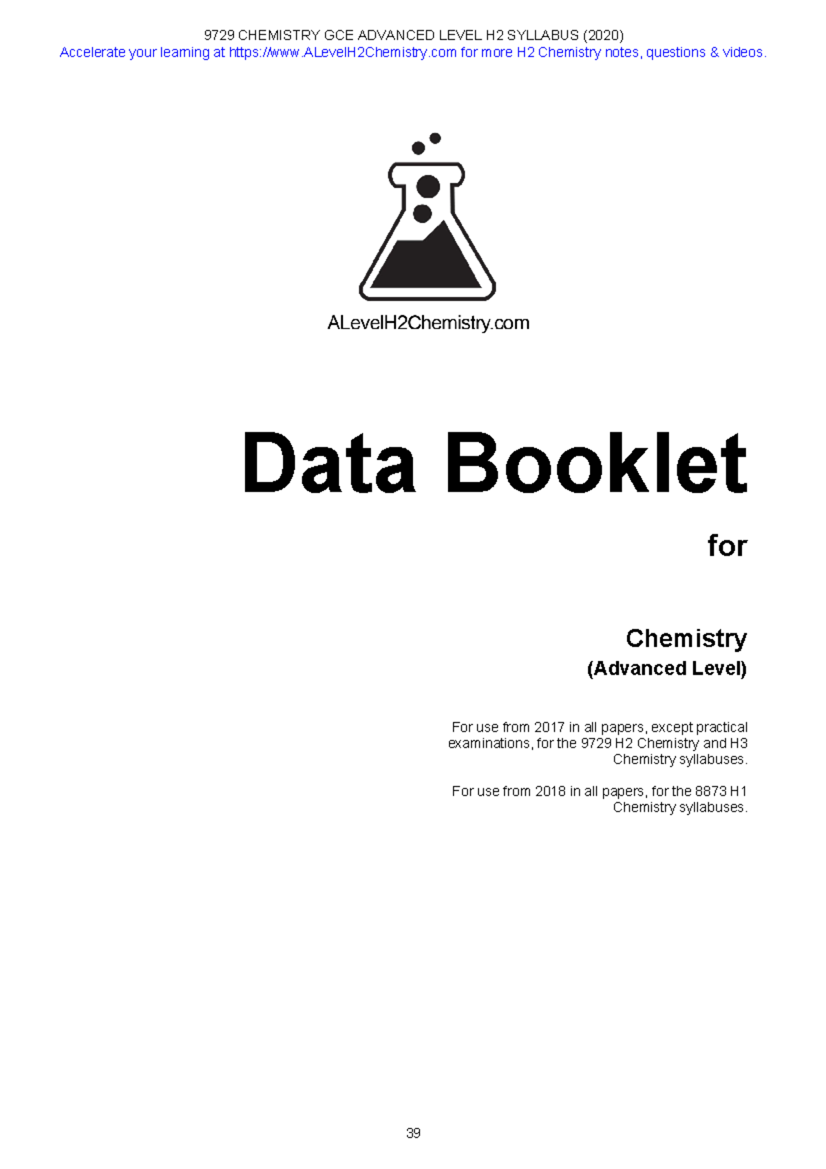 Chemistry Data Booklet - Data Booklet for Chemistry (Advanced Level ...
