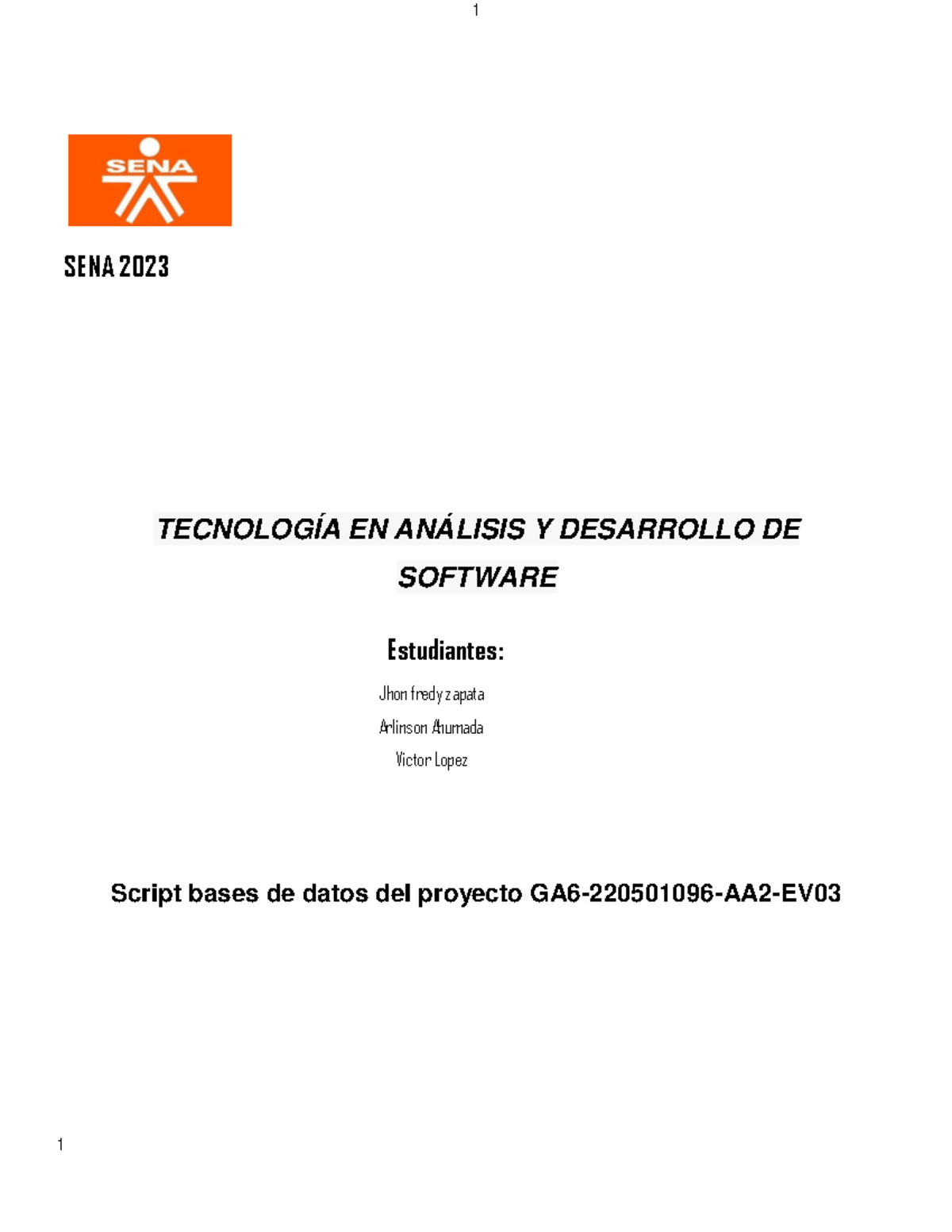 GA6 220501096 AA2 EV03 - creación de la estructura de la BD y aplicación de restricciones - Studocu