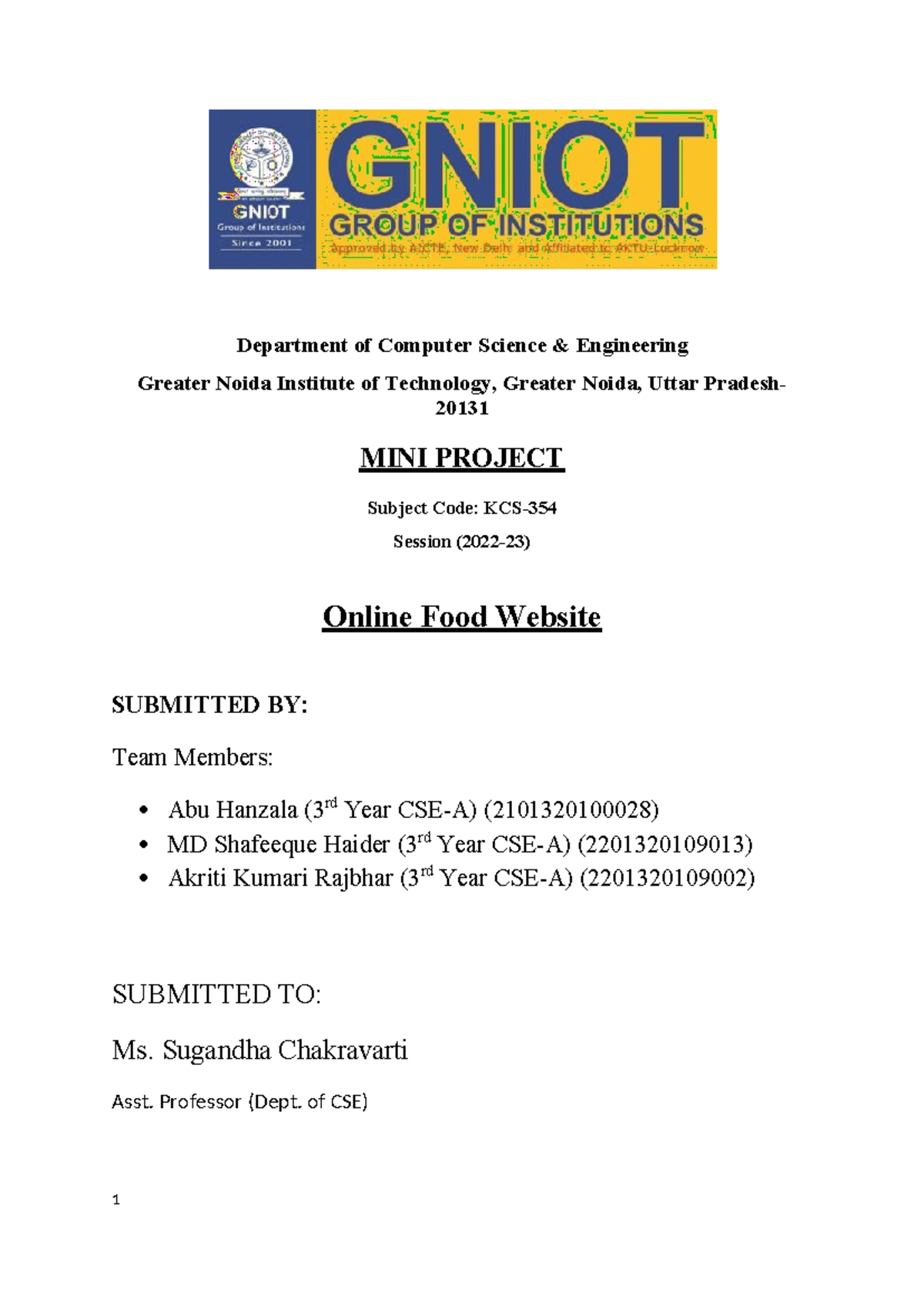 Mini Project Sypnosis - ####### Department of Computer Science ...