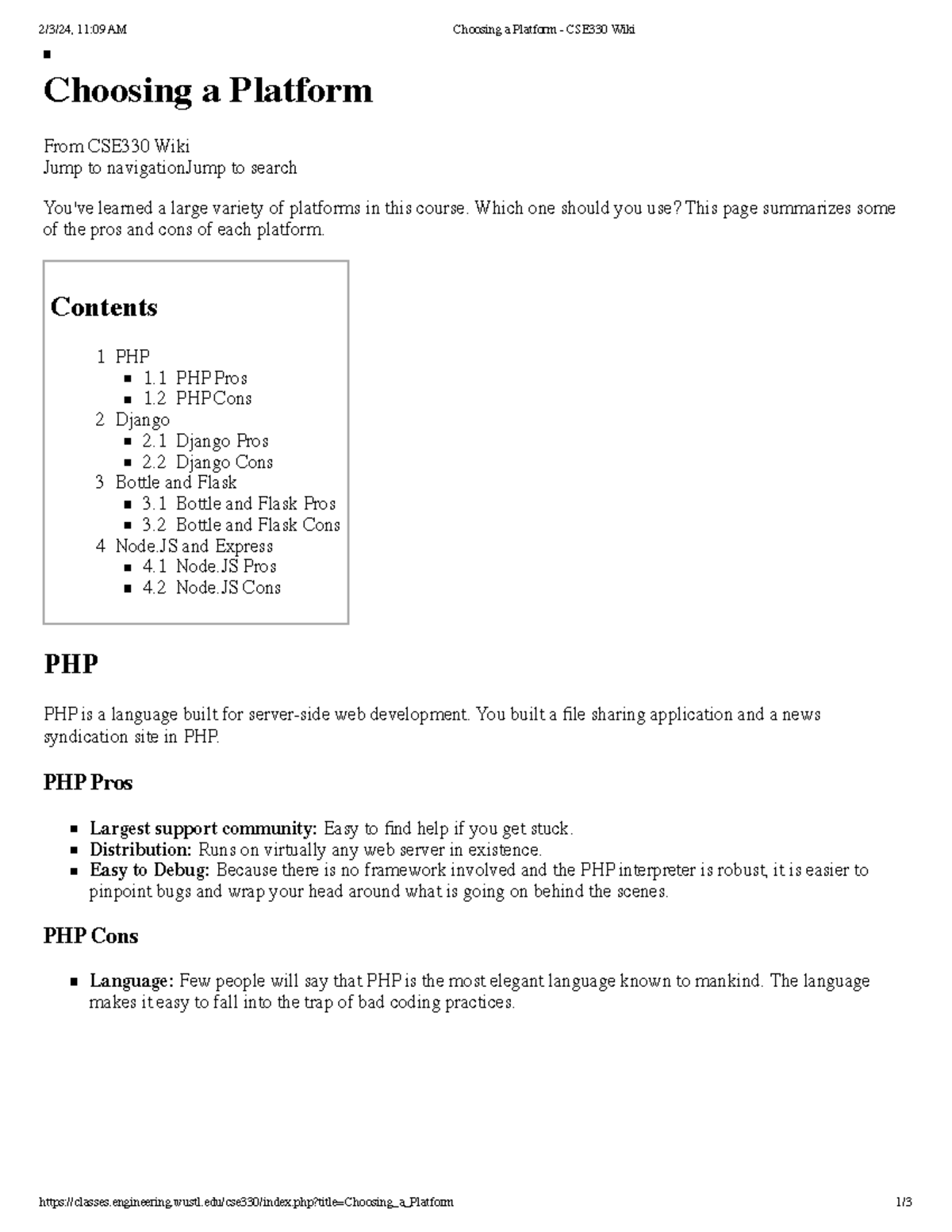 Choosing a Platform - CSE330 Wiki - 2/3/24, 11:09 AM Choosing a ...