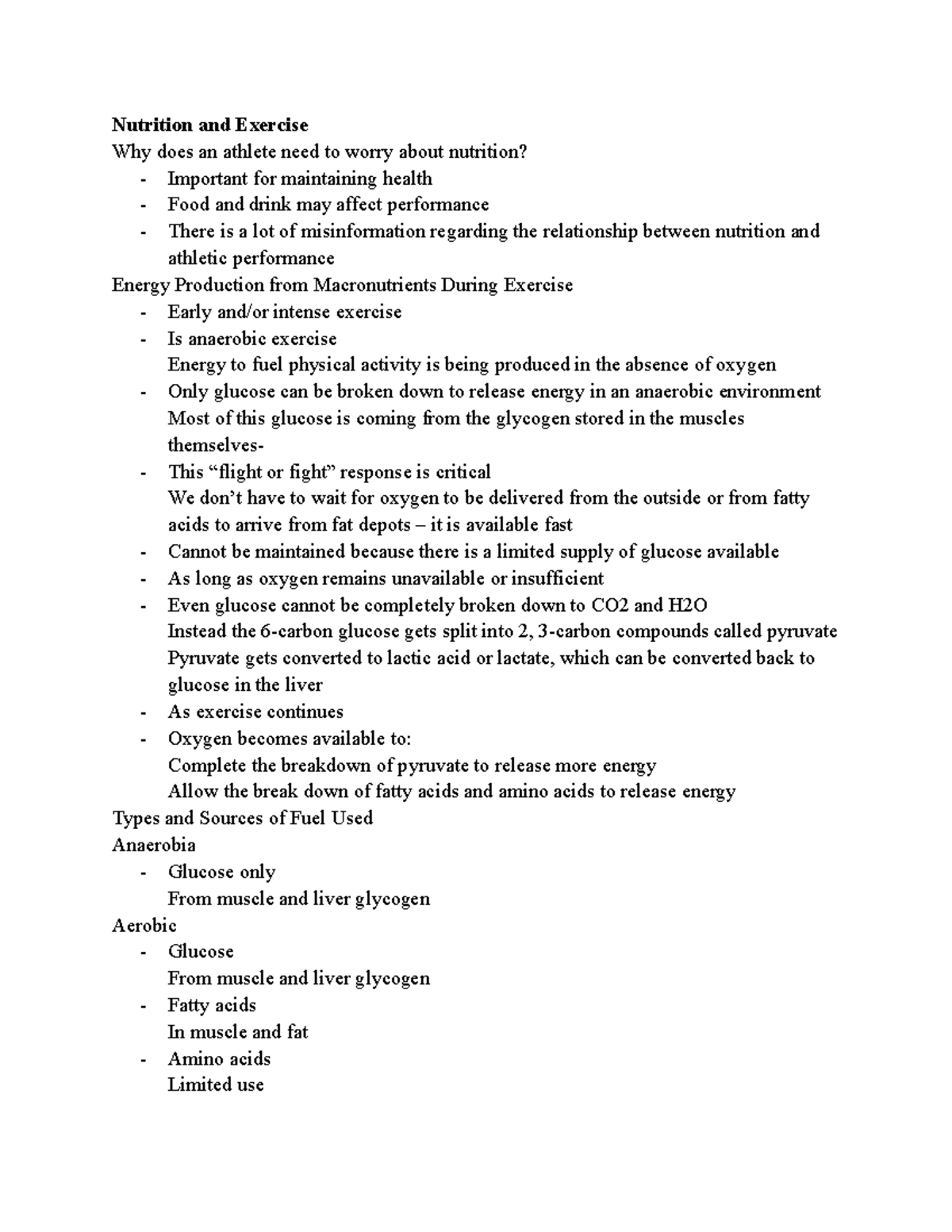 NTR 301 Nutrition and Exercise - Nutrition and Exercise Why does an ...