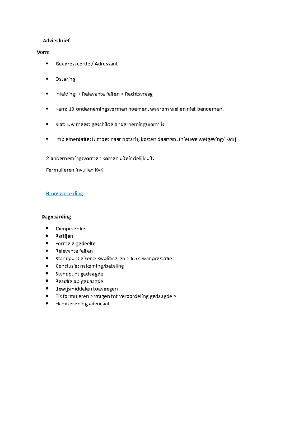 Jurist Bedrijfsleven Samenvatting - Adviesbrief - Vorm Geadresseerde ...