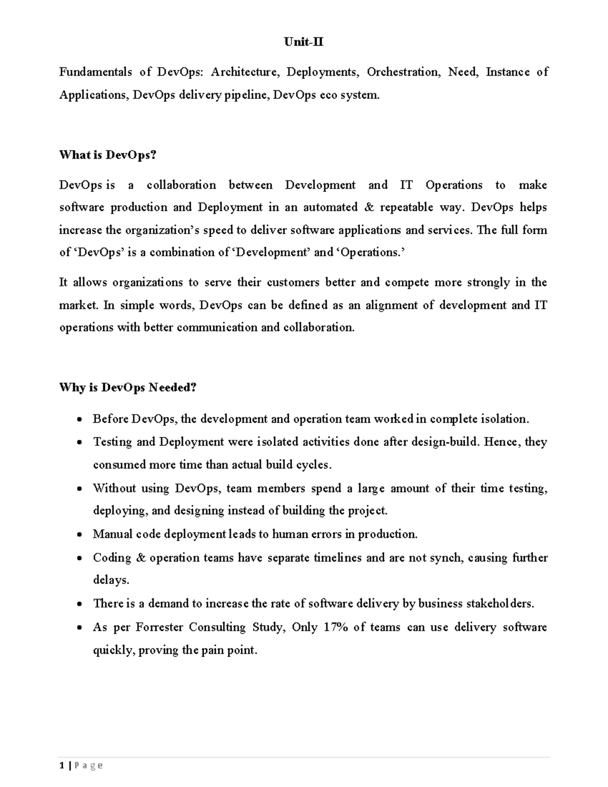 R19 2 Unit Devops Unit Ii Fundamentals Of Devops Architecture Deployments Orchestration 0752