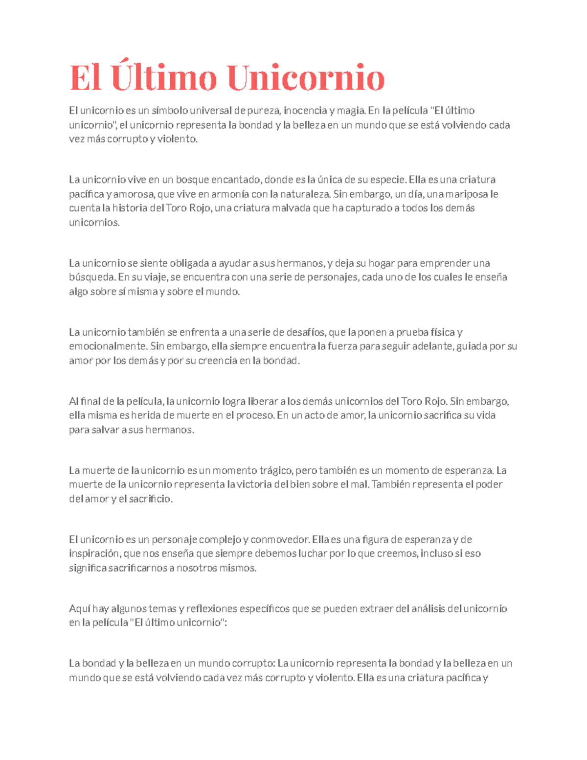 Unicornio - Resumen Historia del cine y de la animación - El Último ...