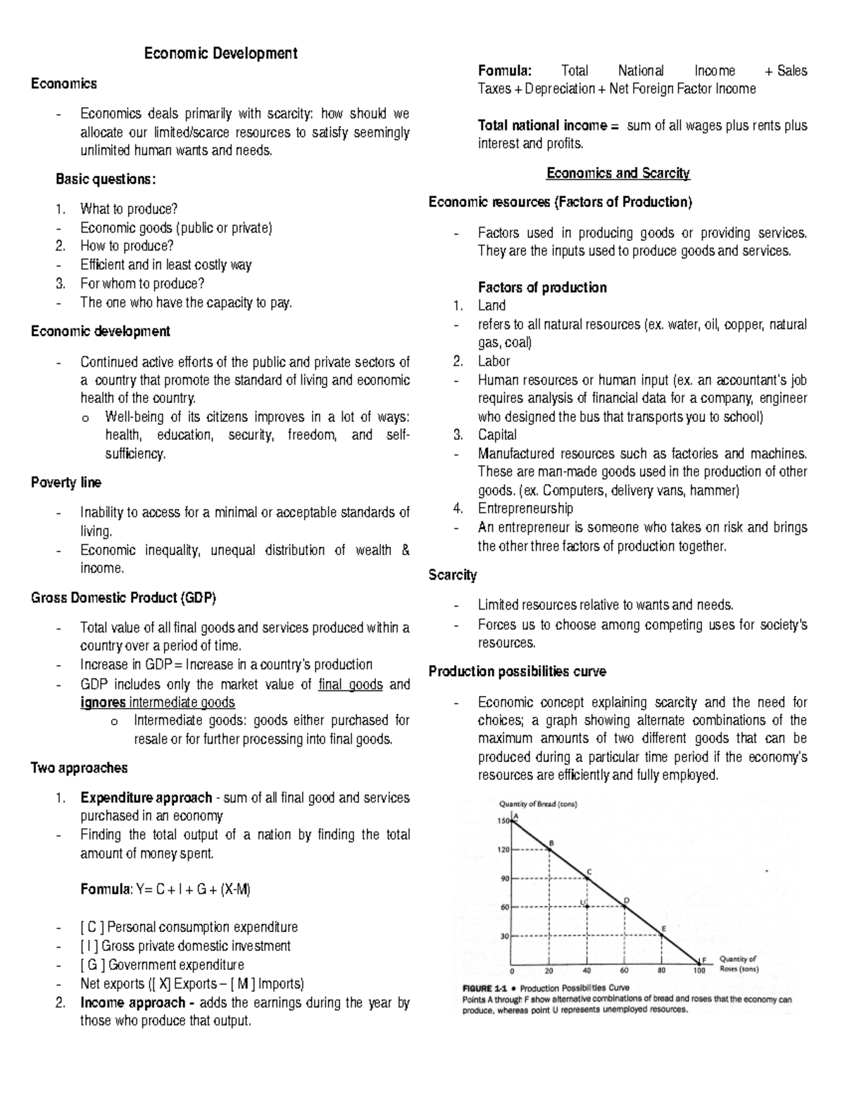 Chapter 1 Econ - Formula: Total National Income + Sales Taxes ...