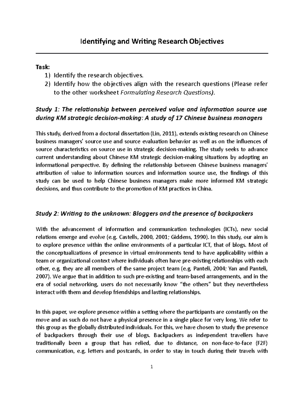 CAES9420 Identifying and Writing Research Objectives - Identifying and ...