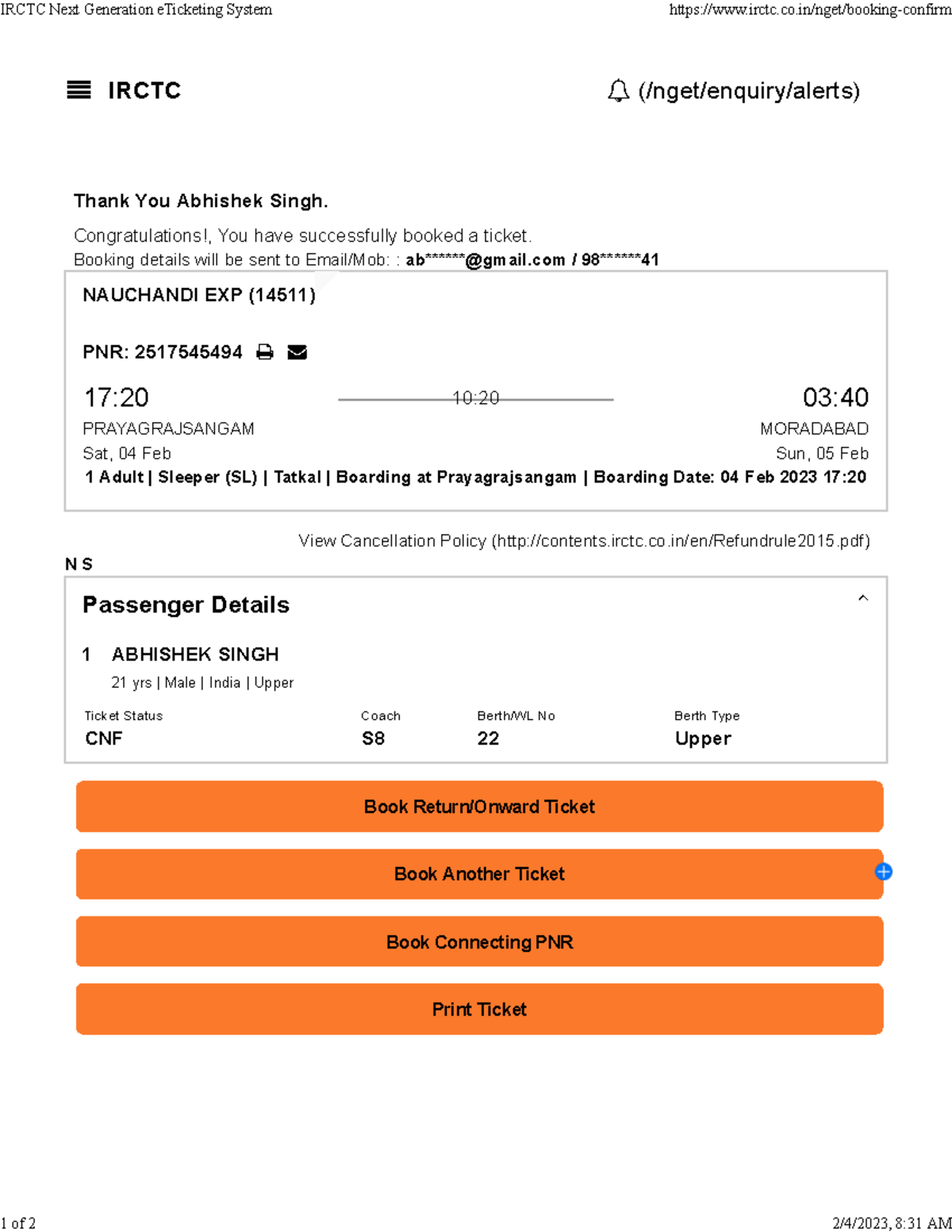 Irctc Next Generation e Ticketing System - IRCTC (/nget/enquiry/alerts ...