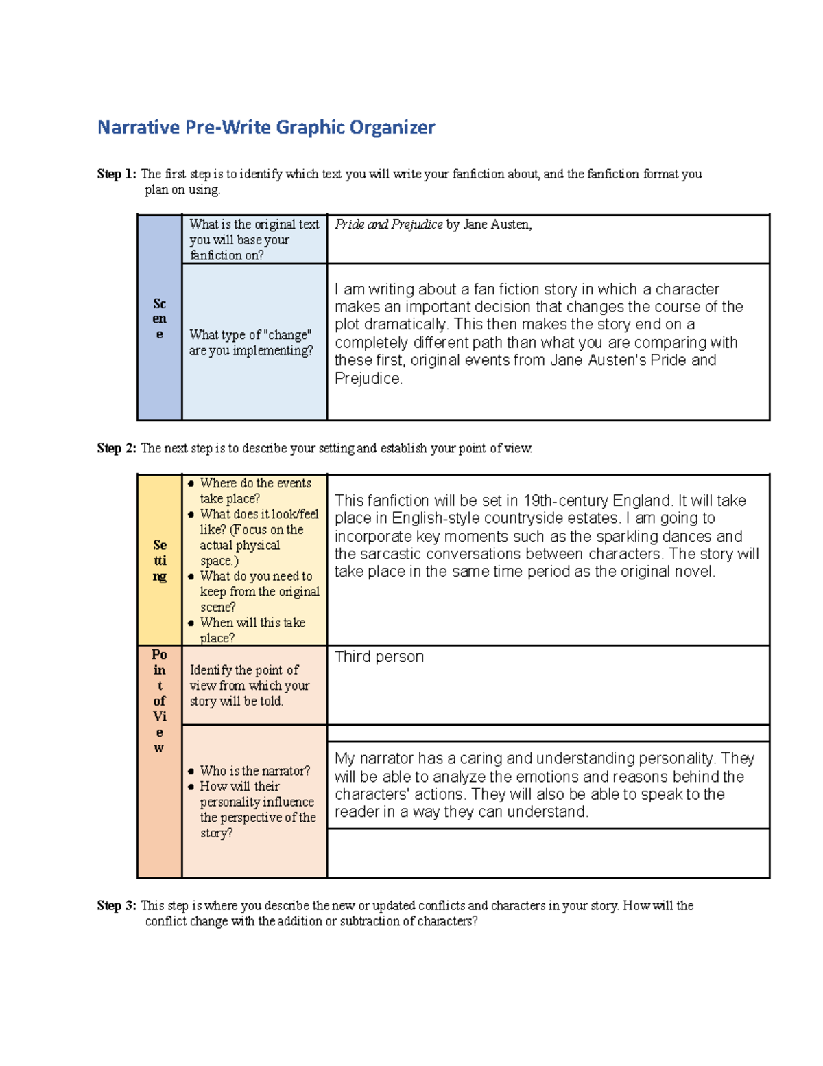 Copy of Untitled document - Narrative Pre-Write Graphic Organizer Step ...