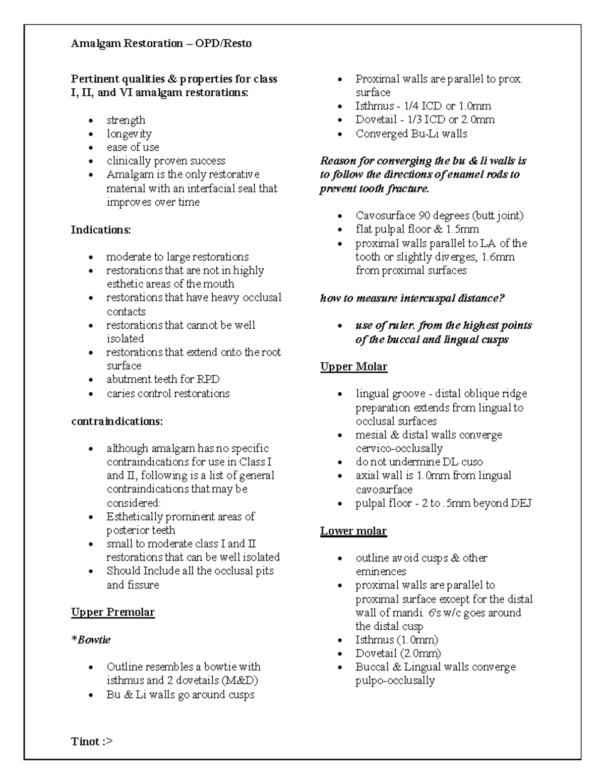 Amalgam Prep Class I, II, III - OPD Resto - Amalgam Restoration – OPD ...