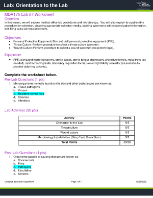 Note-taking and Reading Assignment - Pima Medical Institute Name sarah ...