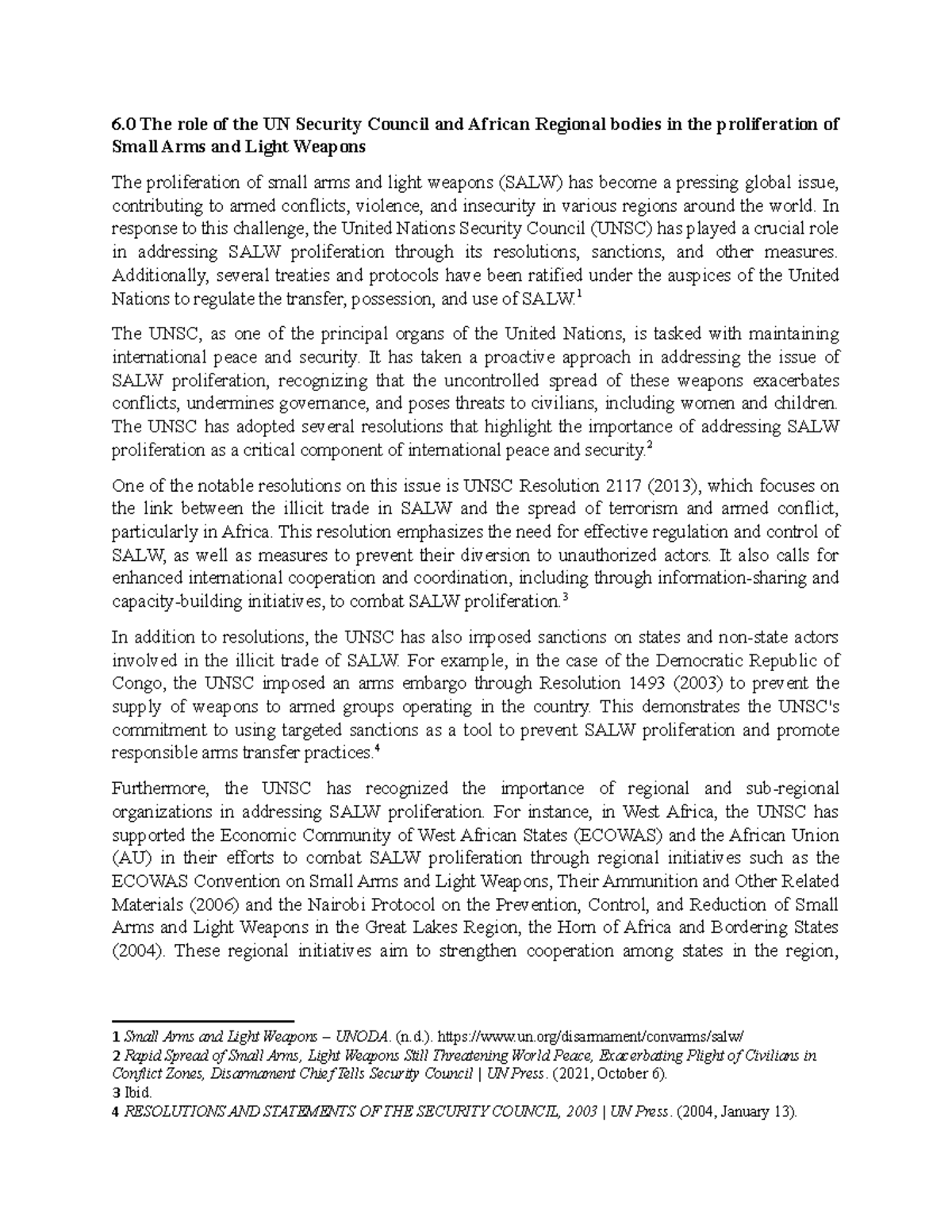 Unsco, Ecowas,SADC - Examples of various regional bodies - 6 The role ...