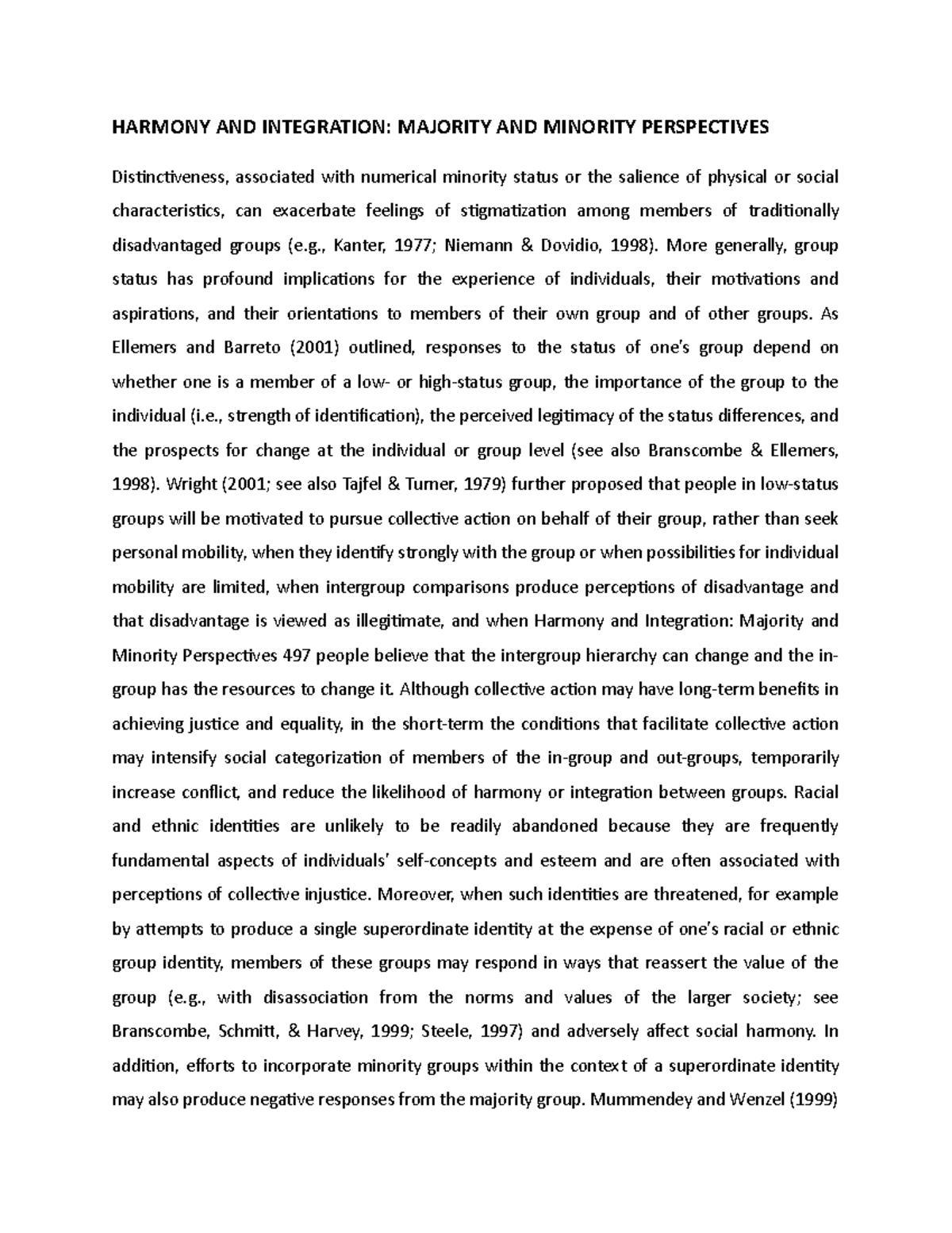 Majority AND Minority Perspectives - HARMONY AND INTEGRATION: MAJORITY ...