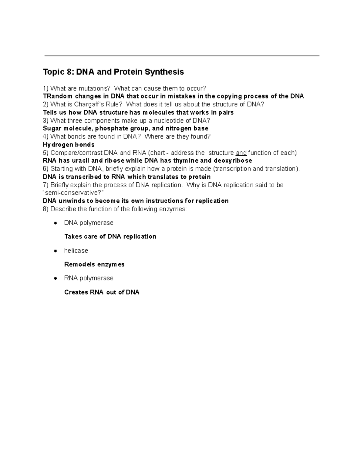 U6M1A1 - DNA and Protein Synthesis - Topic 8: DNA and Protein Synthesis ...