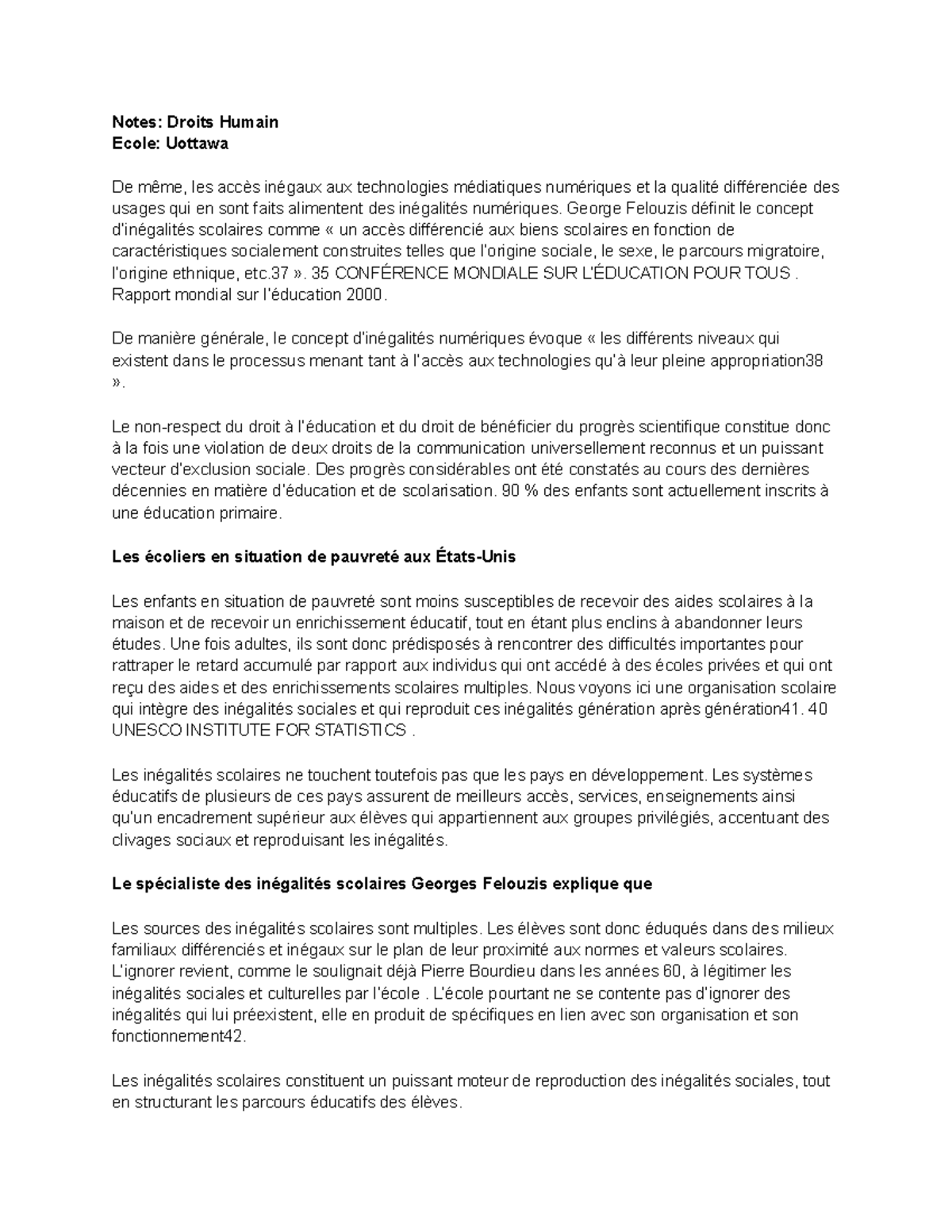 Droits humain 9 - Notes - Notes: Droits Humain Ecole: Uottawa De même ...