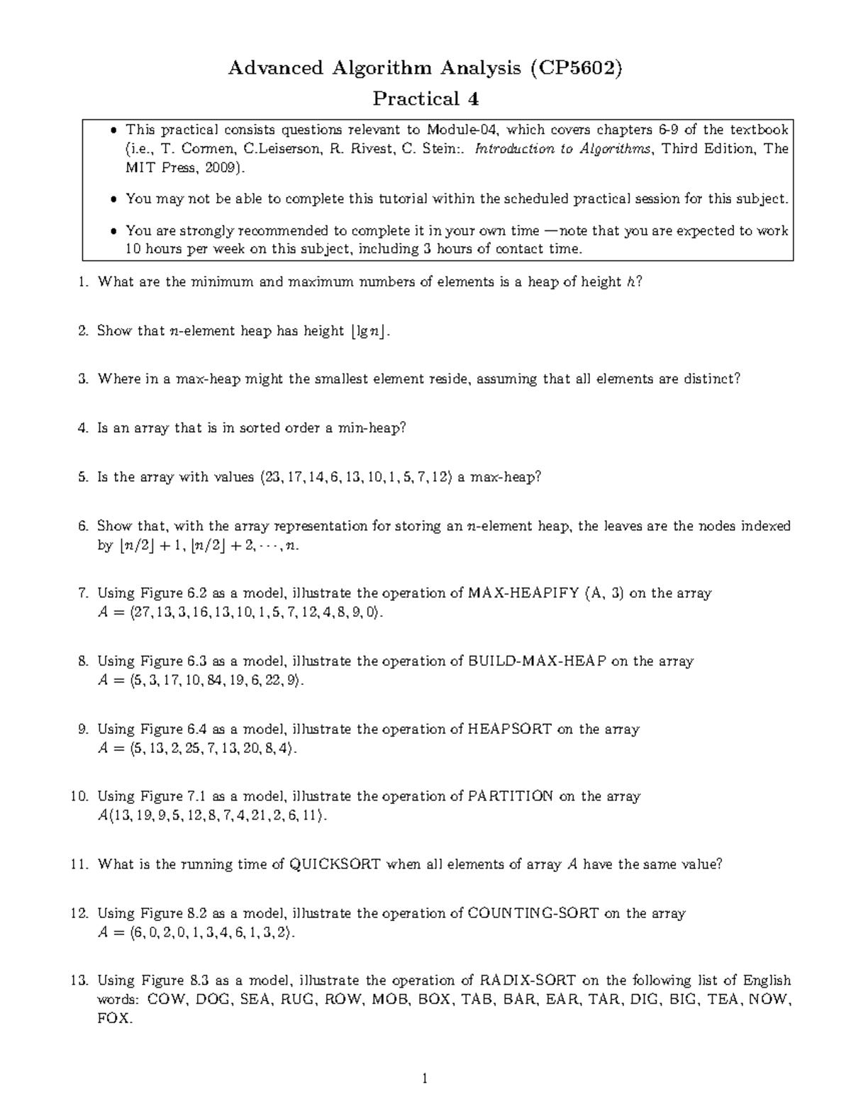 Cp5602-practical-04 - Practical question - Advanced Algorithm Analysis (CP5602) Practical 4 This ...