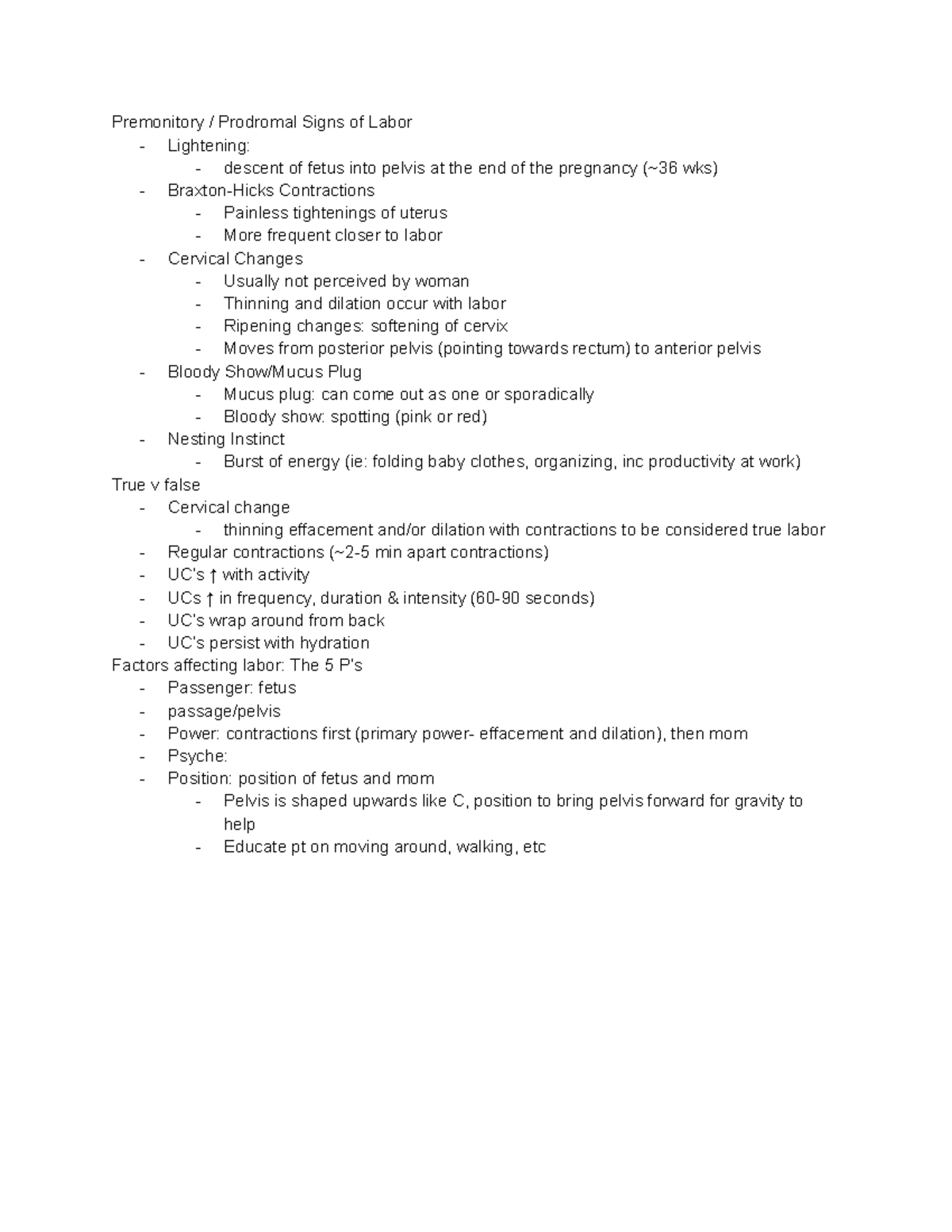 3314 the Process of Birth - Premonitory / Prodromal Signs of Labor ...