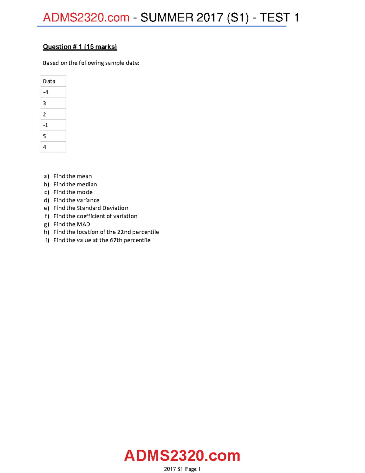 Test 1 15 August 2017 Questions And Answers Warning Tt Undefined Function 32 Question 1