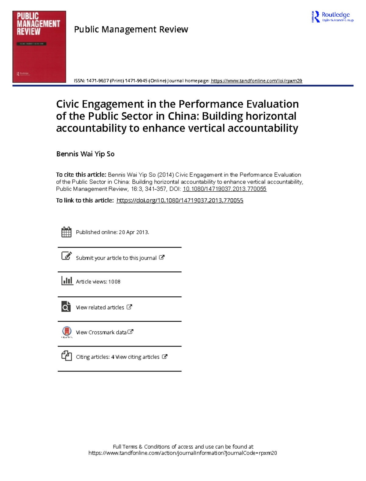 Civic Engagement in the Performance Evaluation of the Public Sector in ...