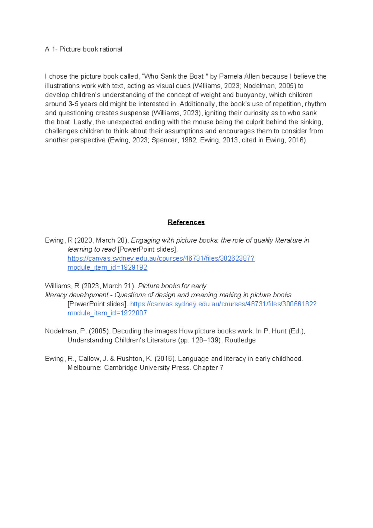 A 1- Picture book rational - Additionally, the book’s use of repetition ...