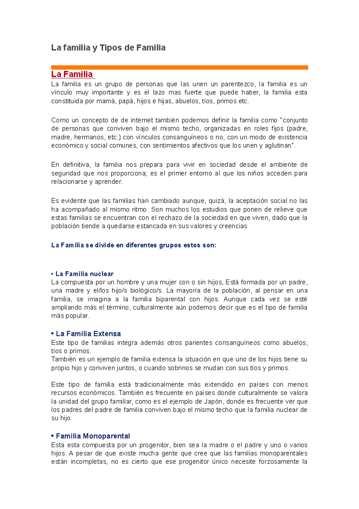 Tipos de Familia - Como un concepto de de internet también podemos ...