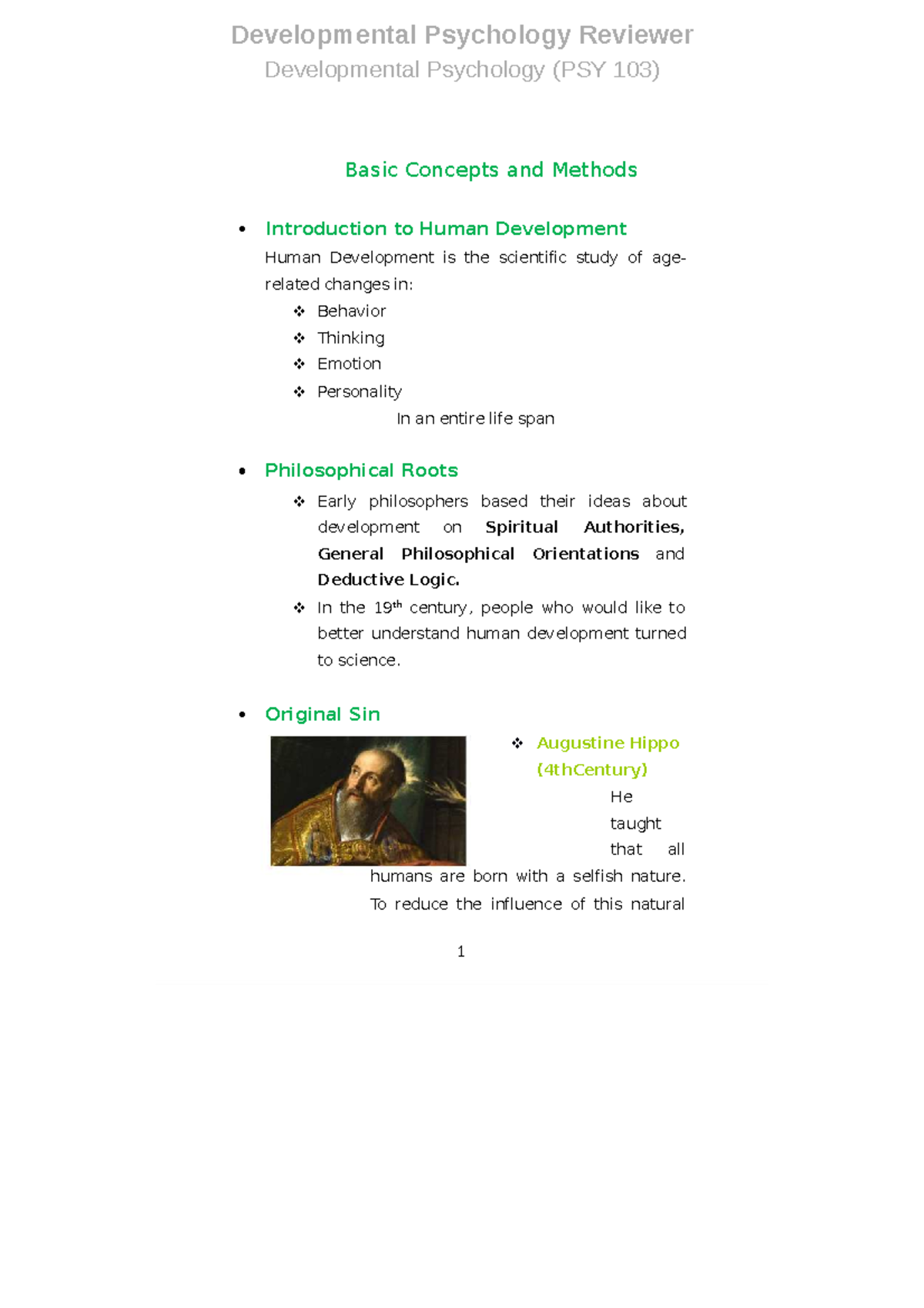 Dev Psych Reviewer - Notes - Developmental Psychology Reviewer ...