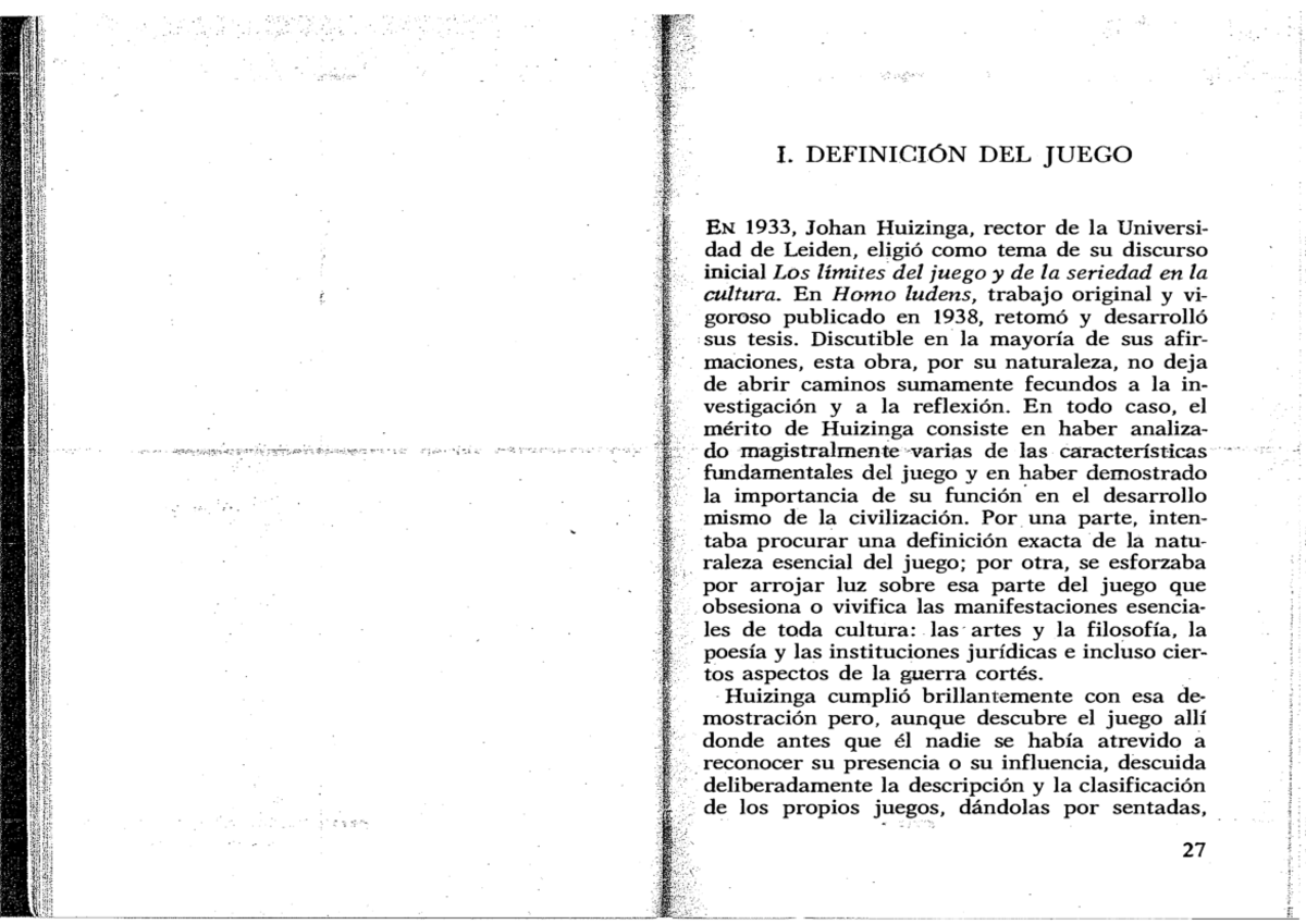 Los Juegos y los Hombres - Caillois, Roger - I. DEFINICIÓN DEL JUEGO E ...