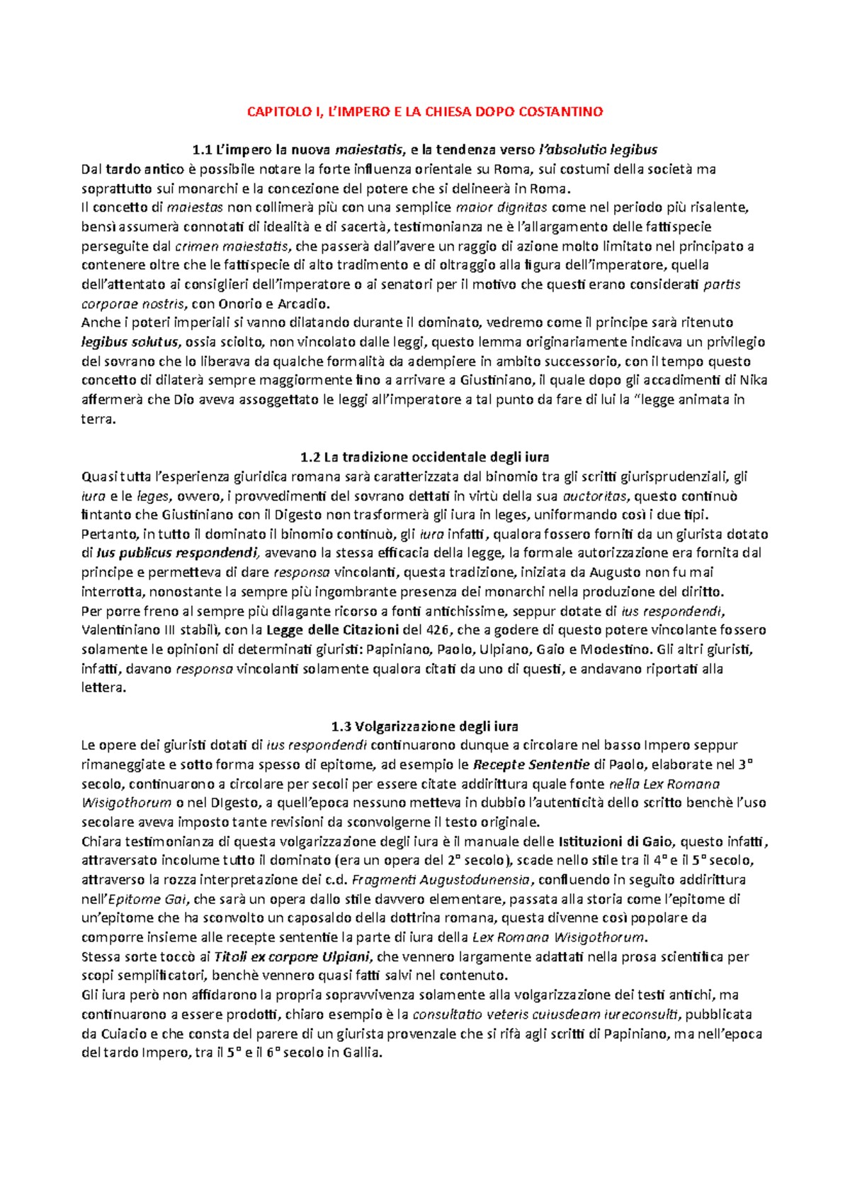 Cortese; Le grandi linee della storia giuridica medievale; CAP. 1 ...