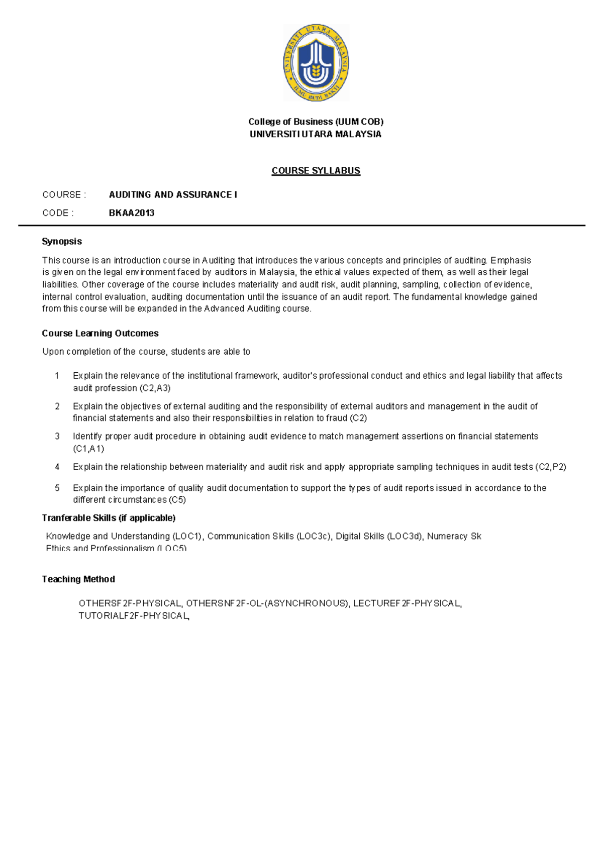 A221 BKAA2013 syllabus student - College of Business (UUM COB ...
