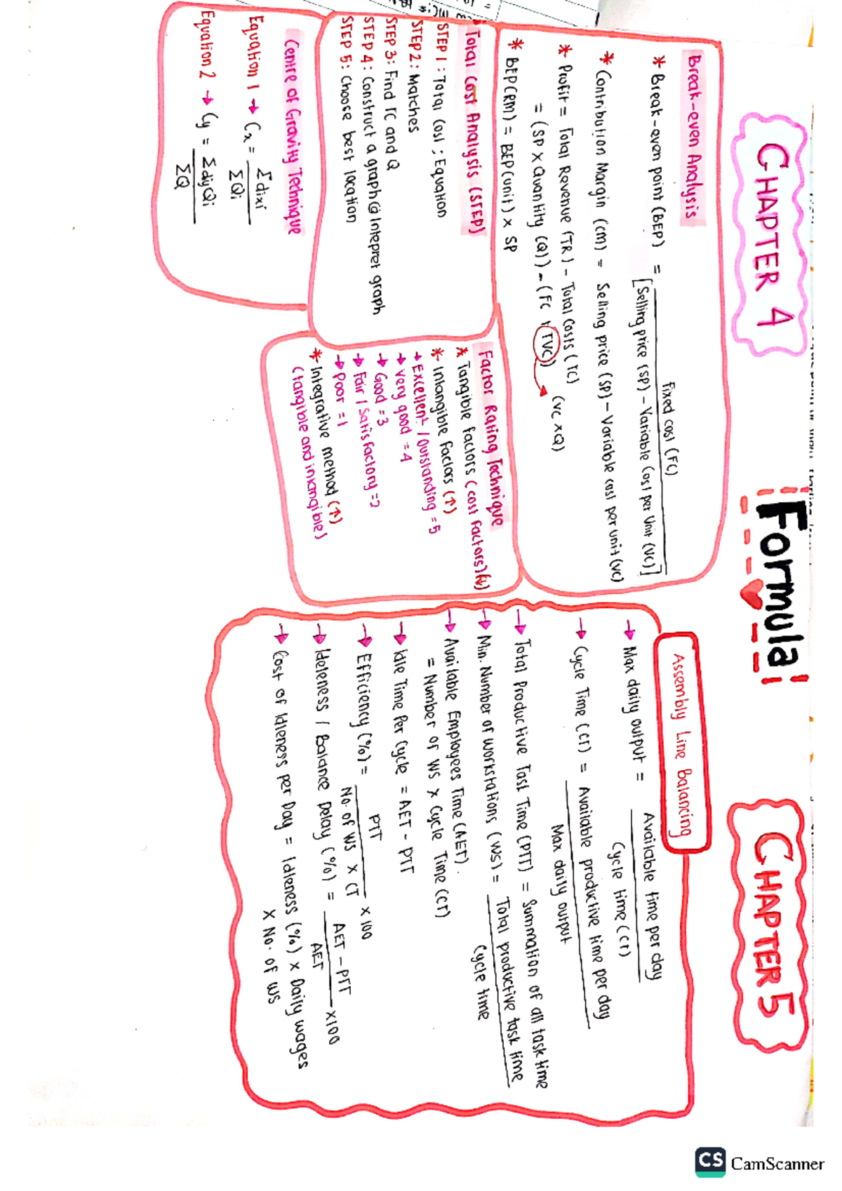 MGT345 Formula Chapter 4 AND 5 - Operations Management - CamScanner ...
