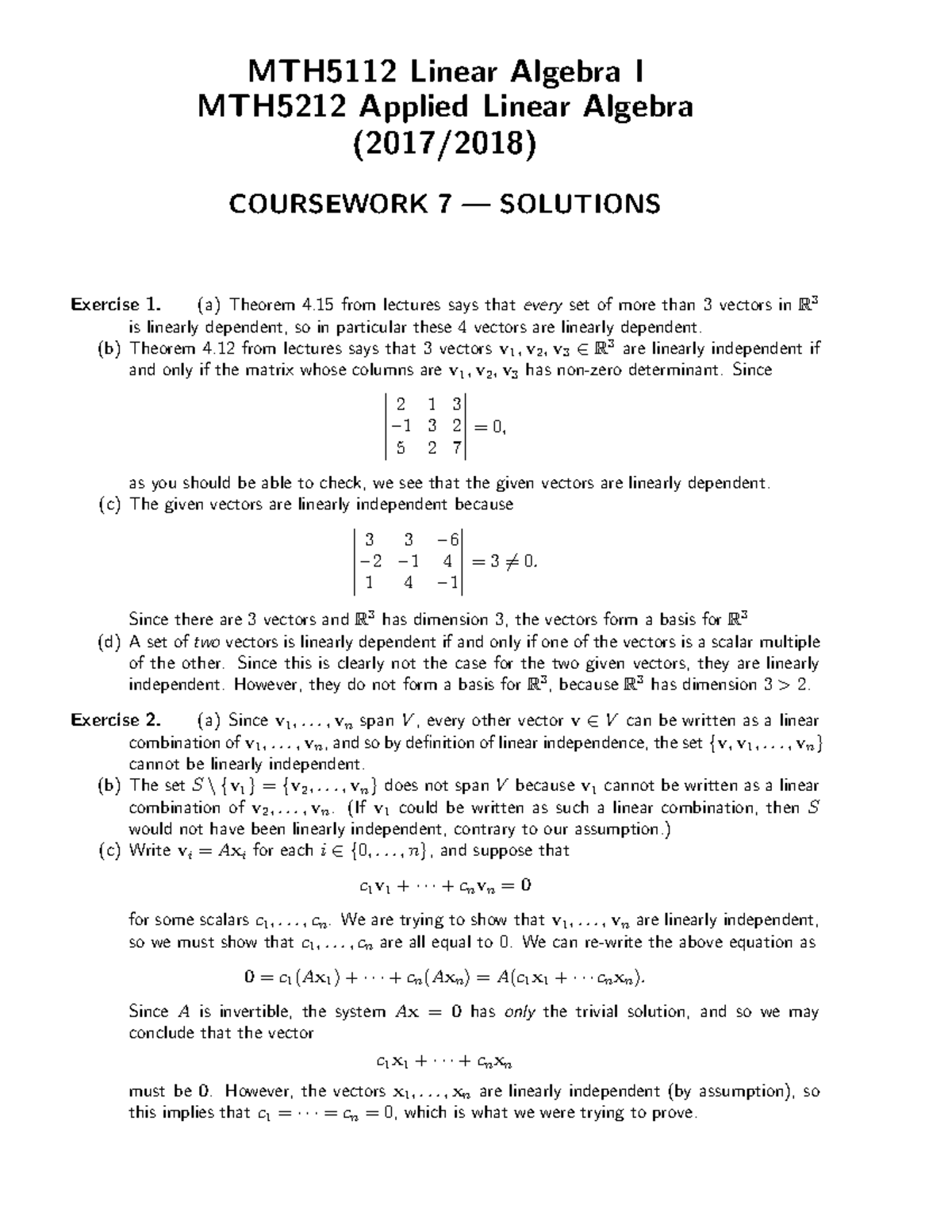 Coursework 07 - 2017 - MTH5112 Linear Algebra I MTH5212 Applied Linear ...