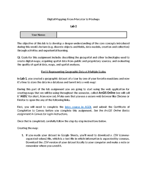 Lab 4 - Lab 4 - Digital Mapping: From Mercator to Mashups Lab 4 Your ...