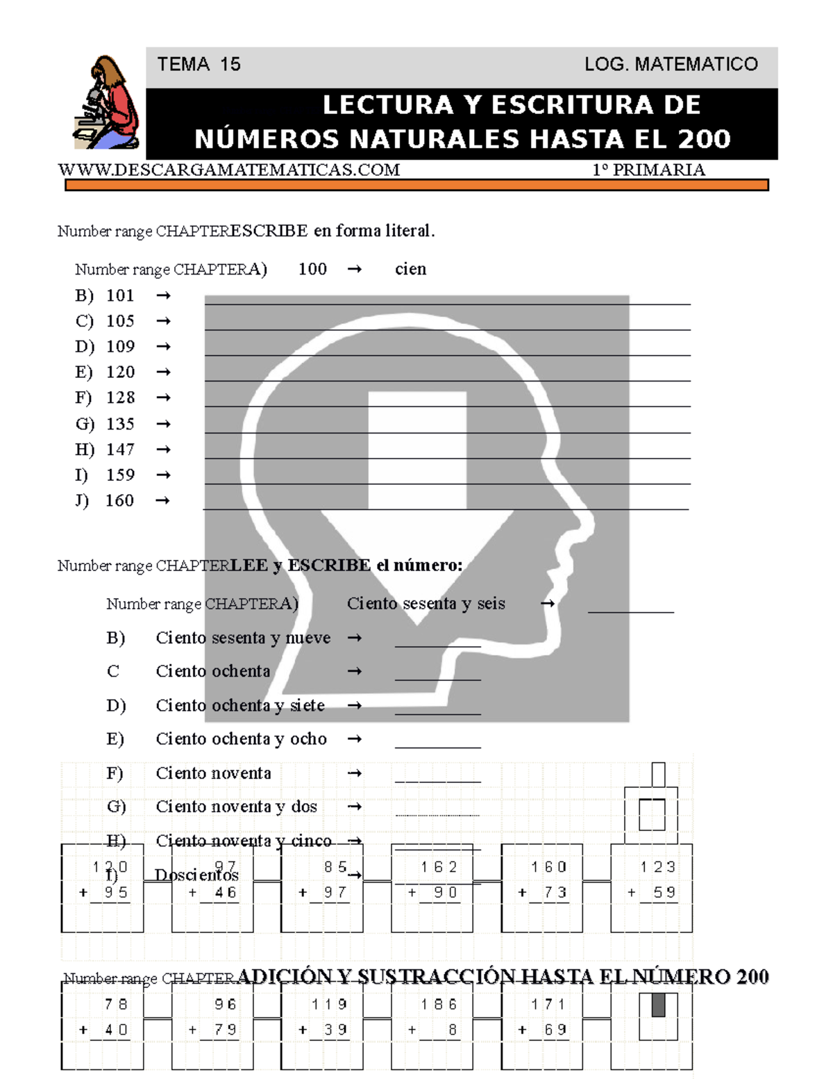 15 Lectura Y Escritura DE Números Naturales Hasta EL 200 Primero DE ...