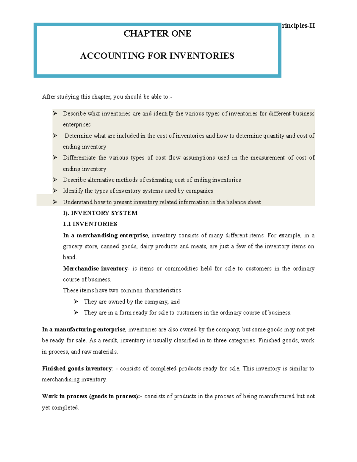 Principles of Accounting II - Introduction To Economics - BDU - Studocu