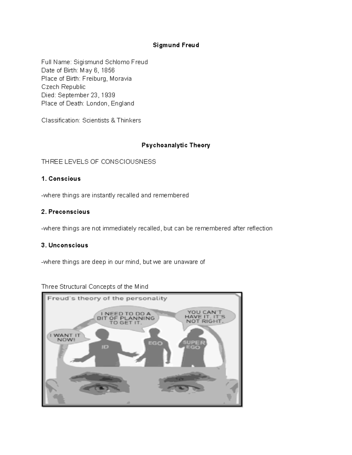 Sigmund Freud Notes - Socio-Anthropology - University of Santo Tomas ...