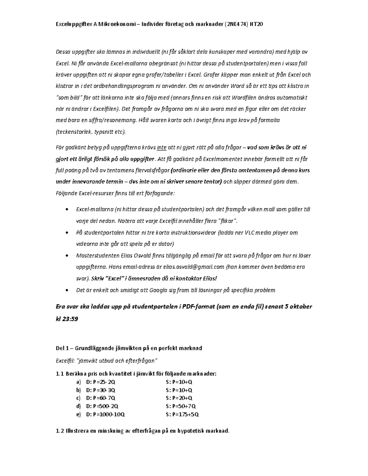 Exceluppgifter A mikro HT20 - Warning: TT: undefined function: 32 Warning: TT: undefined ...