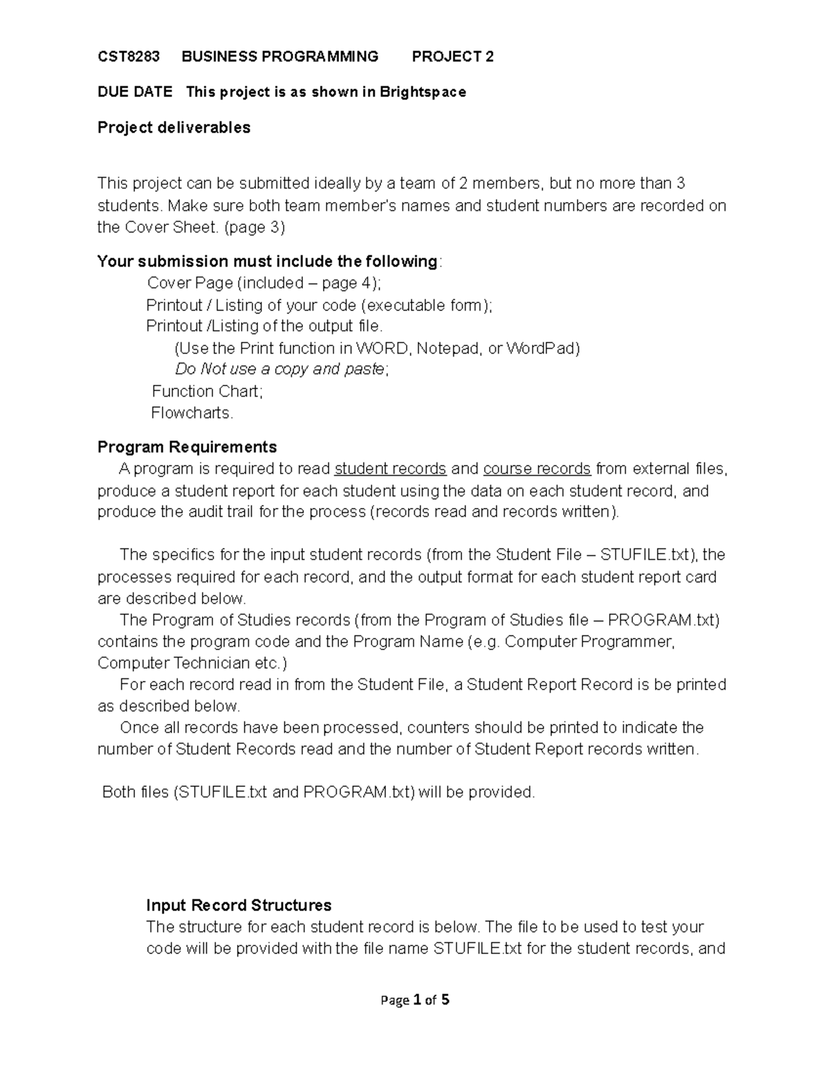CST 8283 Project 2 - Practice - DUE DATE This project is as shown in ...