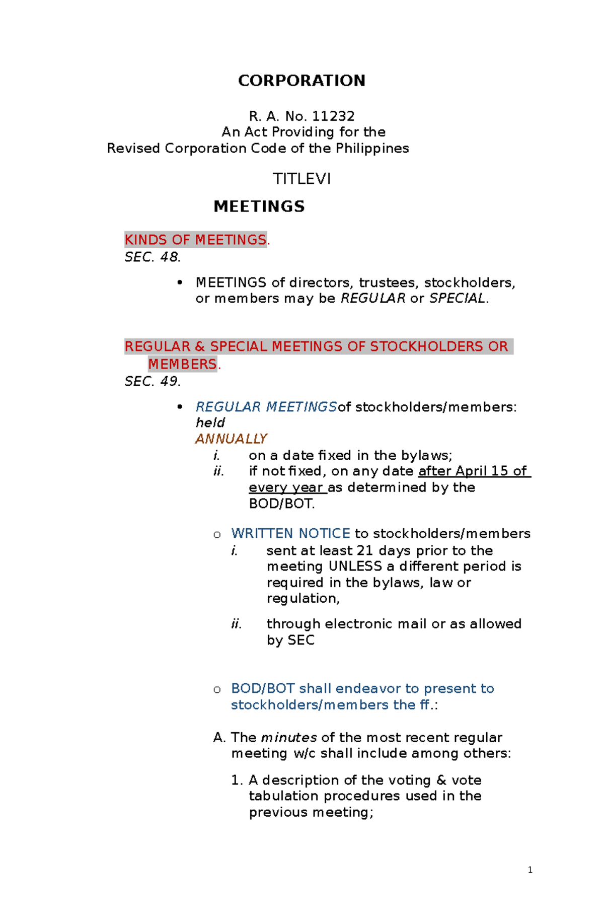 Corporation-6 - CORPORATION R. A. No. 11232 An Act Providing for the ...