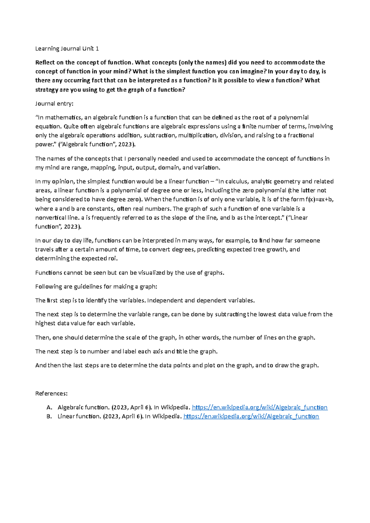 Learning Journal Unit 1 - What concepts (only the names) did you need ...