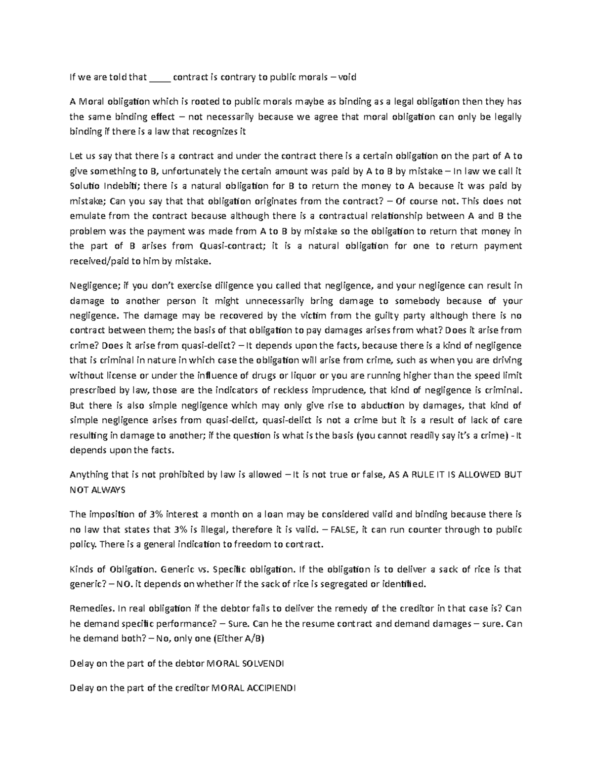 LAW- Notes- Compre - sfsgf - If we are told that ____ contract is ...