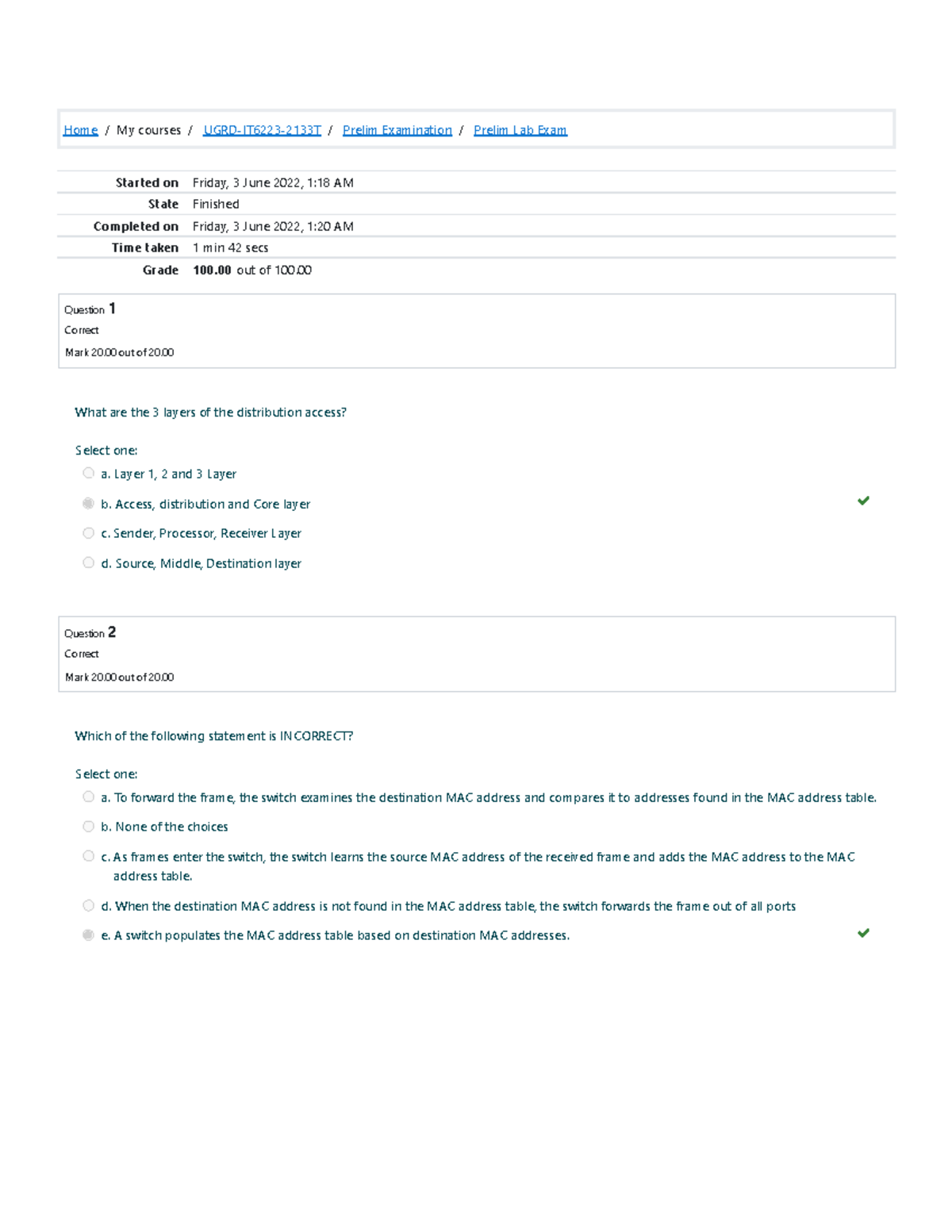 Data Communications and Networking 2 - VDH - Home / My courses / UGRD-IT6223-2133T / Prelim ...
